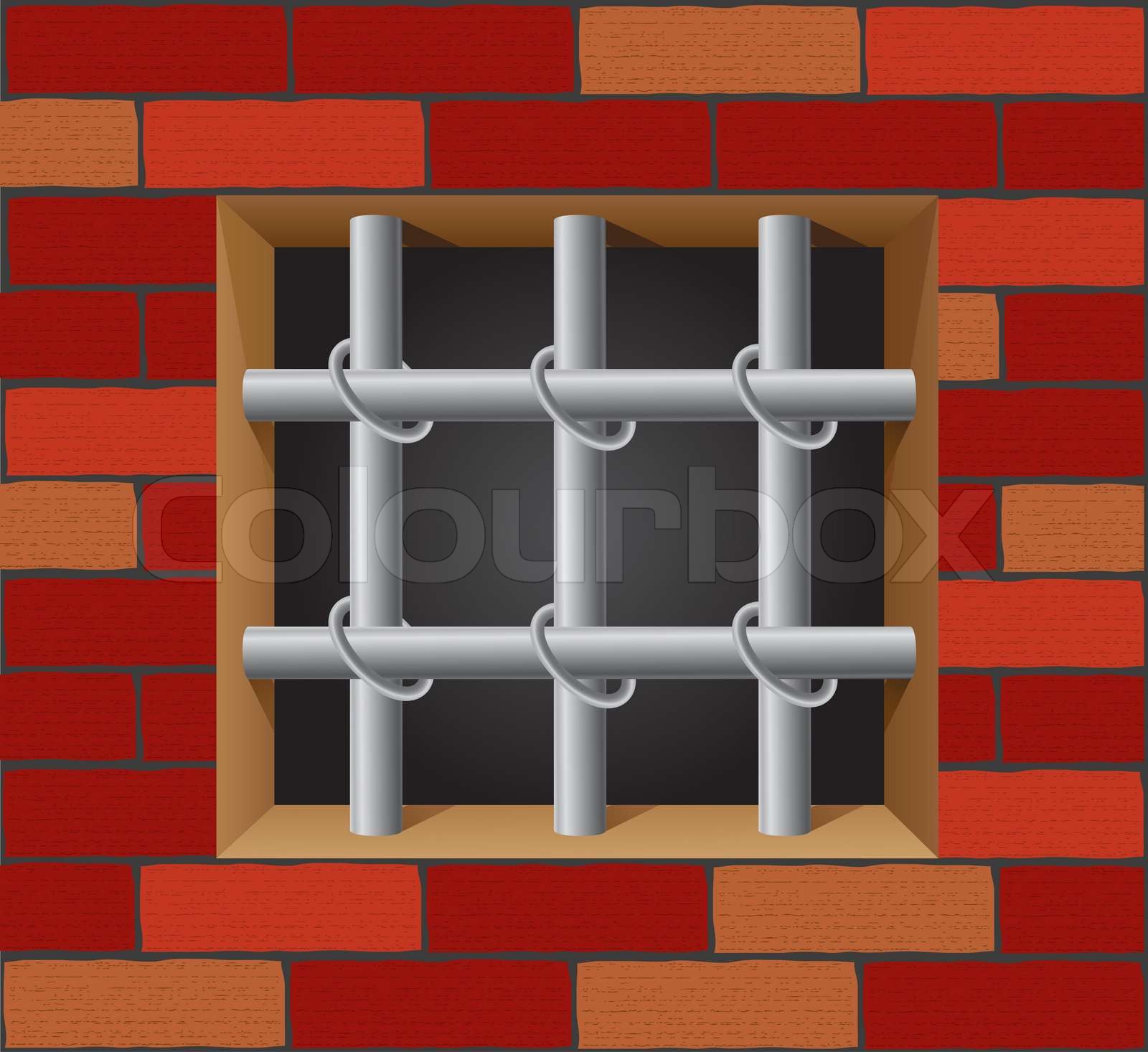 prison bars on brick wall | Stock image | Colourbox