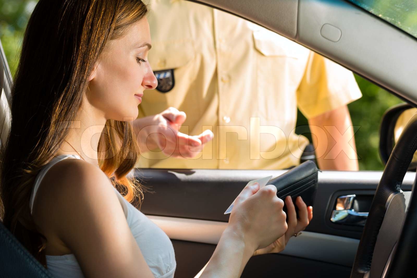Police Woman In Traffic Violation Getting Ticket Stock Image