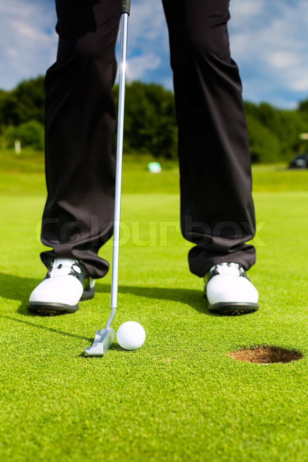 Golf player putting ball in hole | Stock image | Colourbox