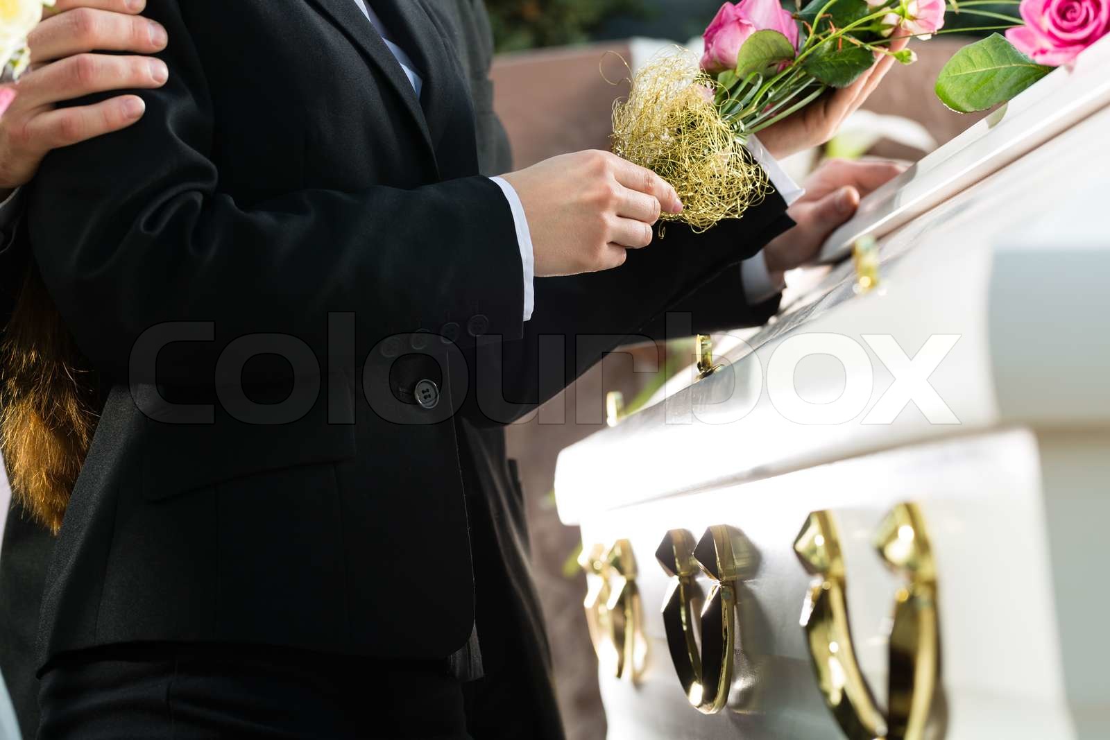 Mourning People at Funeral with coffin | Stock image | Colourbox