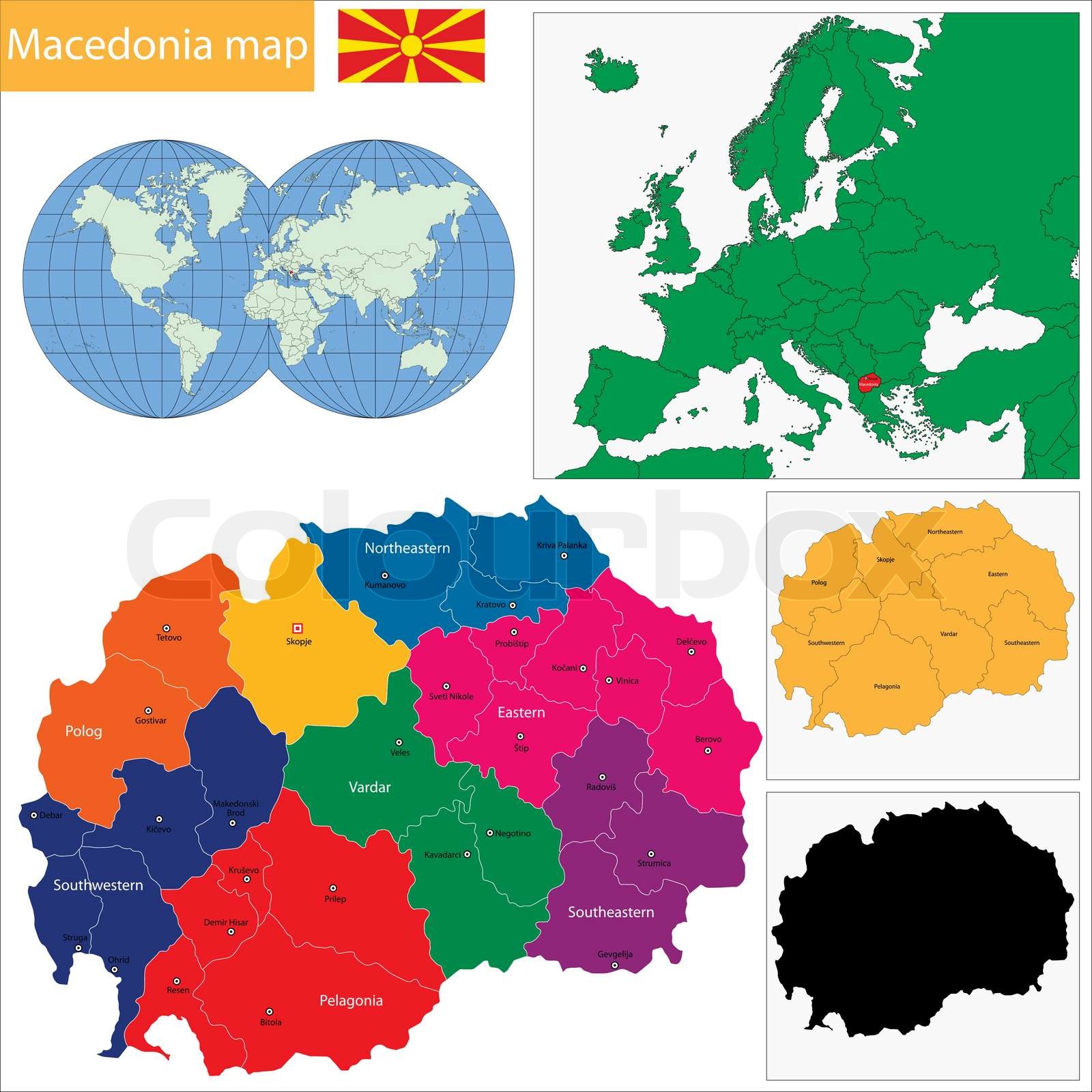 Macedonia map | Stock vector | Colourbox
