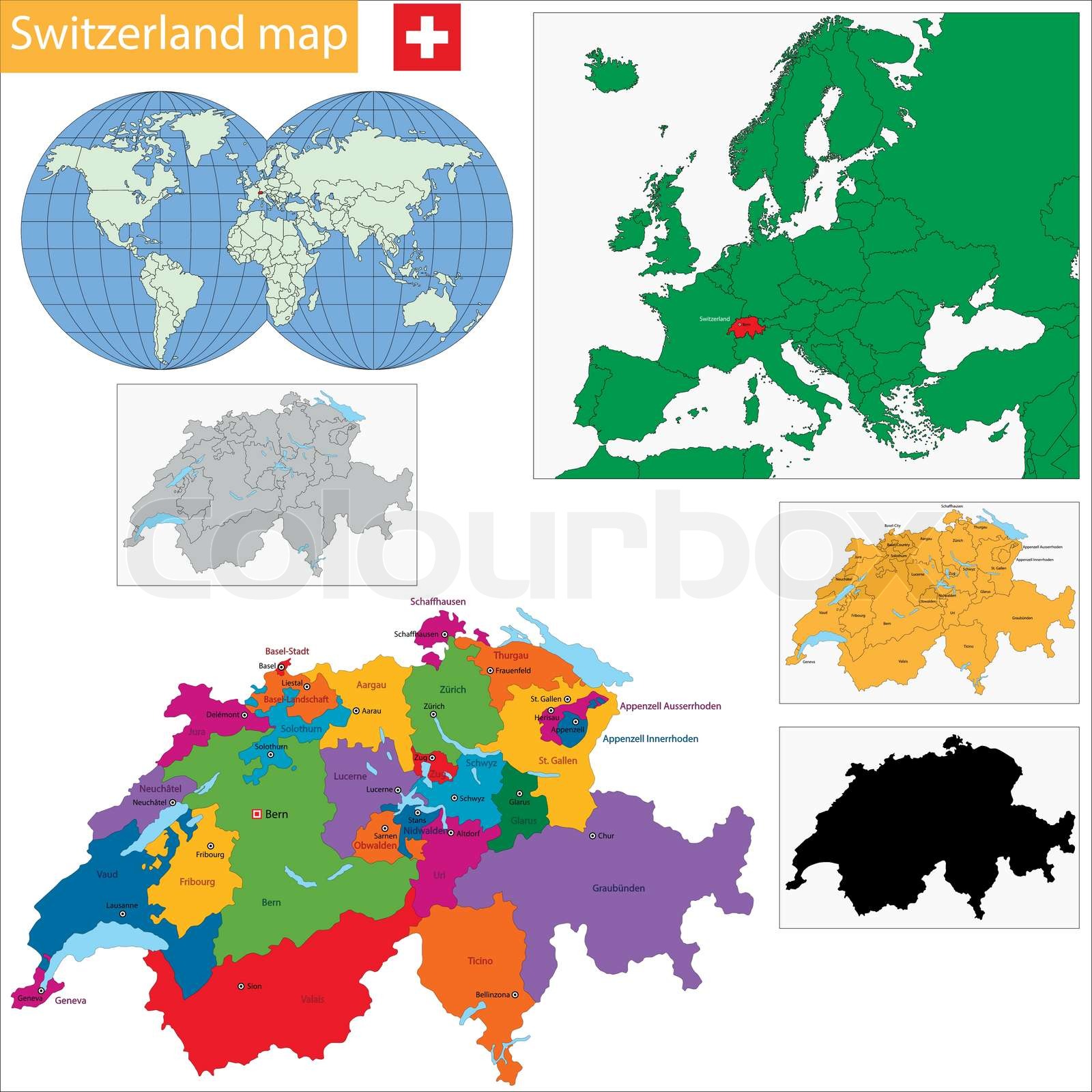 Switzerland map | Stock vector | Colourbox