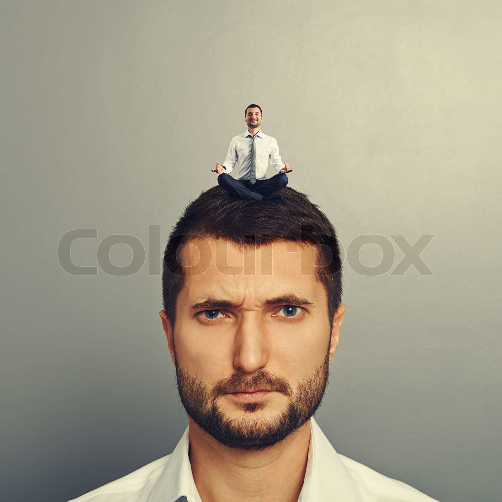 man with happy man on the head | Stock image | Colourbox