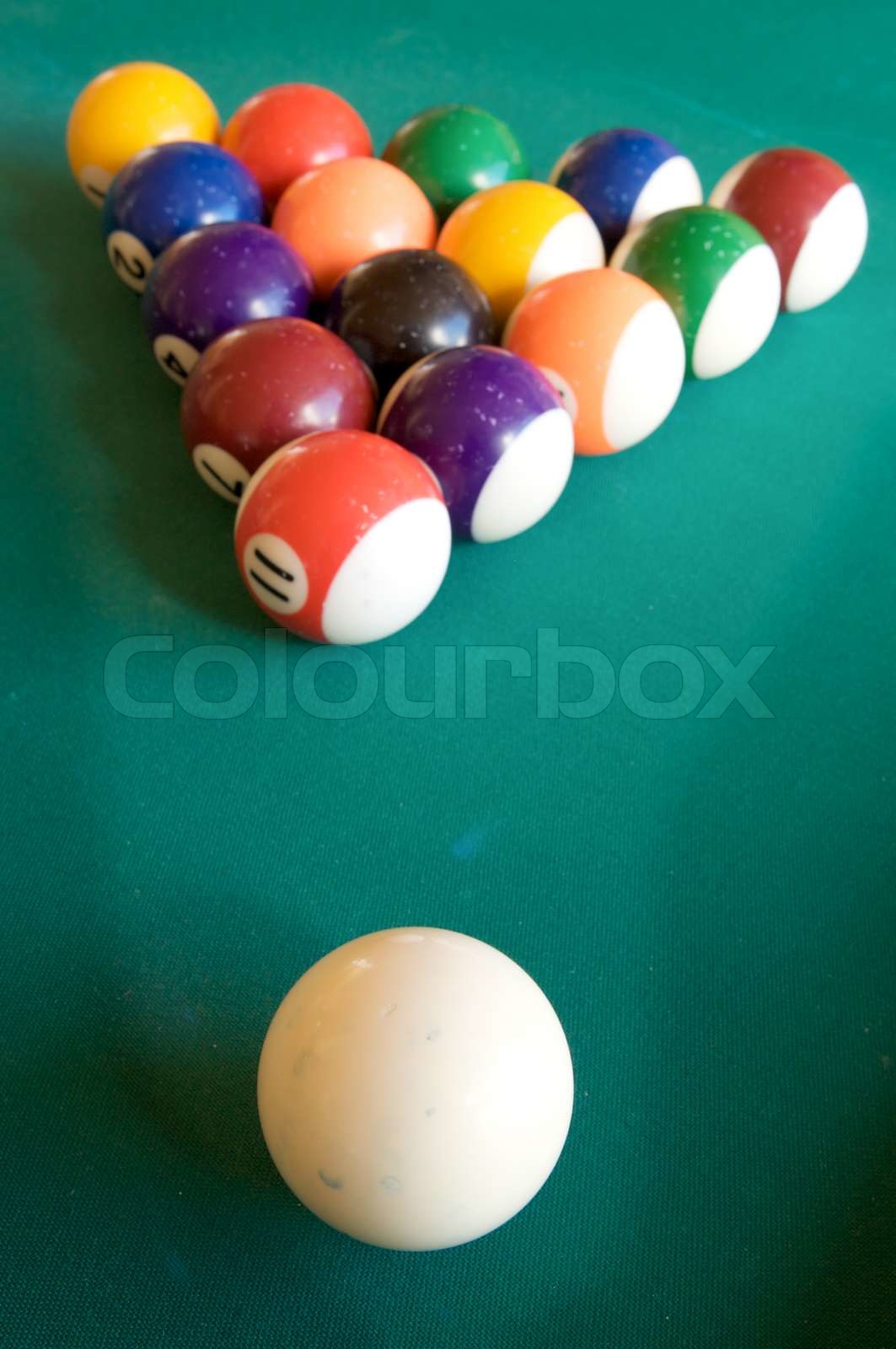 billiard-table with fifteen balls | Stock image | Colourbox