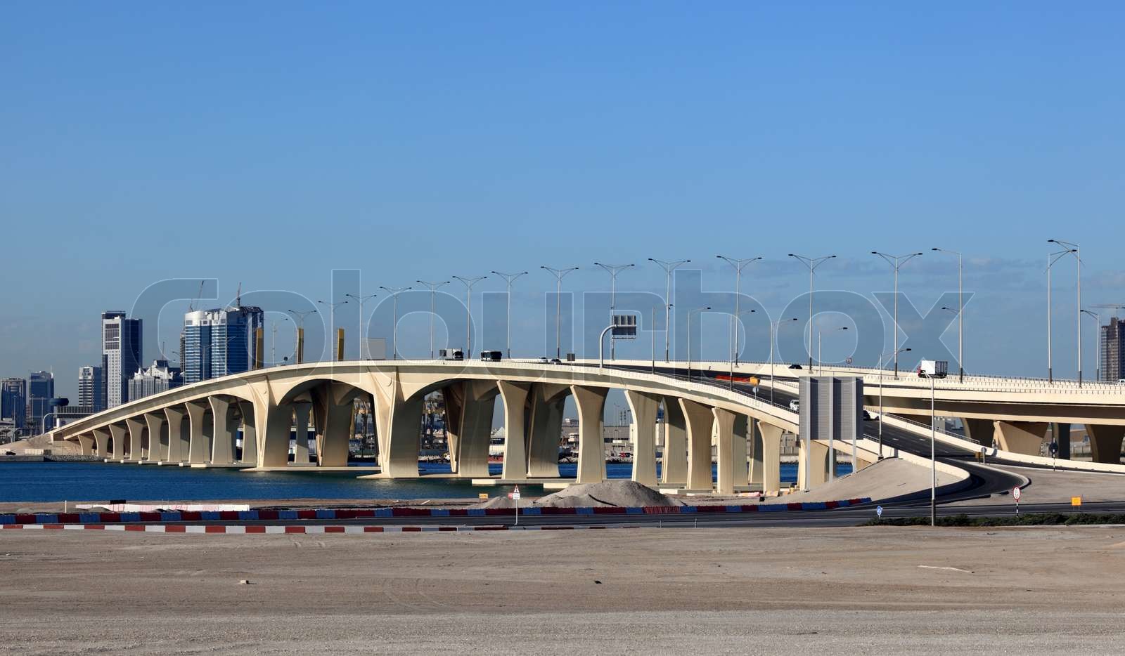 New Sheikh Khalifa Bridge in Abu Dhabi, United Arab Emirates | Stock ...