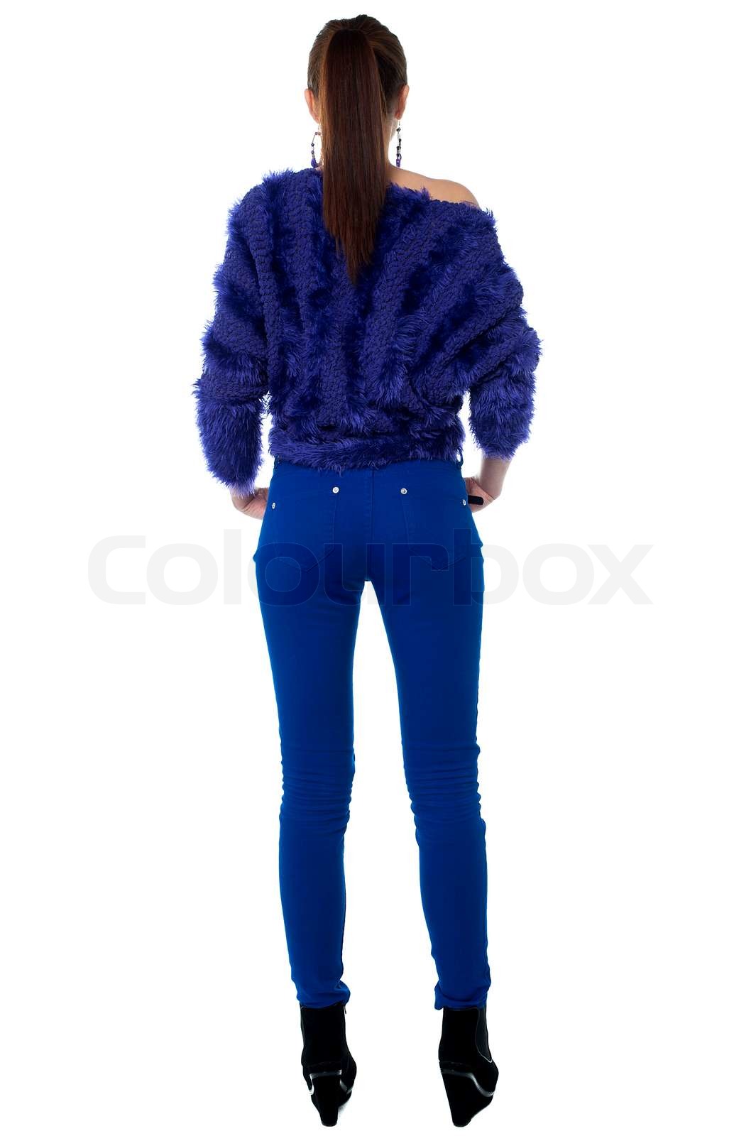 Back pose of stylish young woman | Stock image | Colourbox