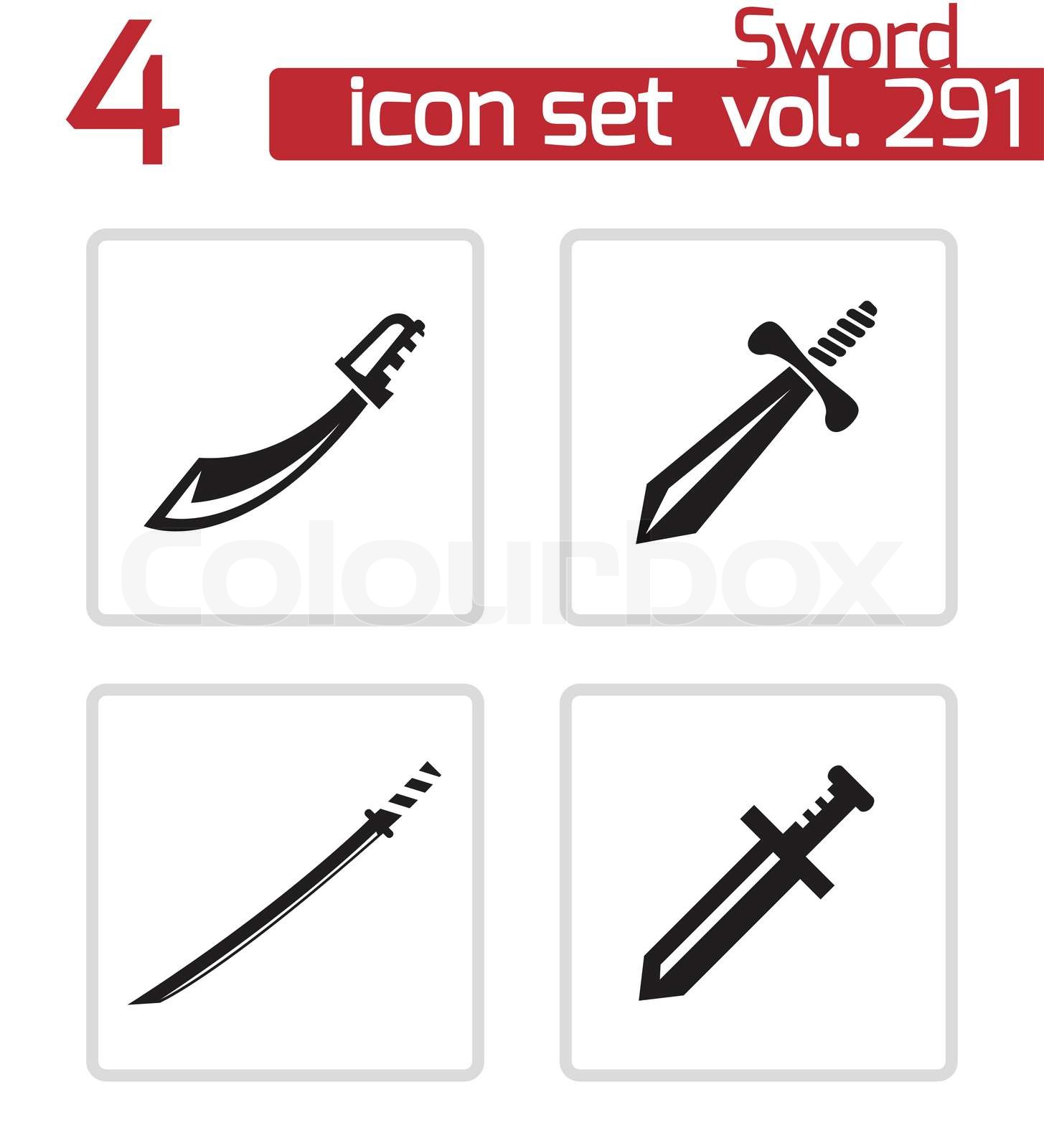 Vector black sword icons set | Stock vector | Colourbox