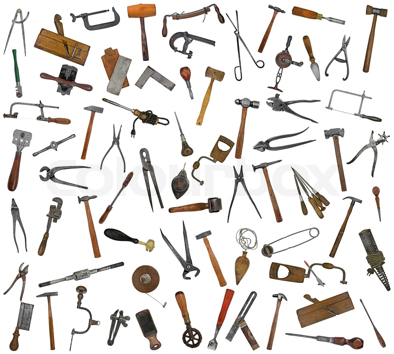vintage tools mix collage | Stock image | Colourbox