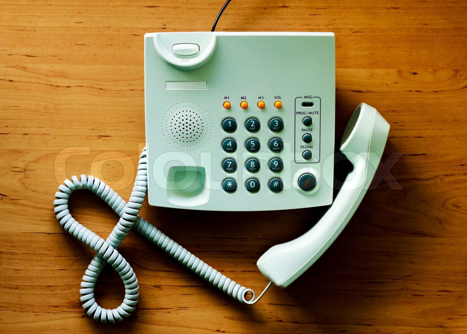 modern white telephone | Stock image | Colourbox