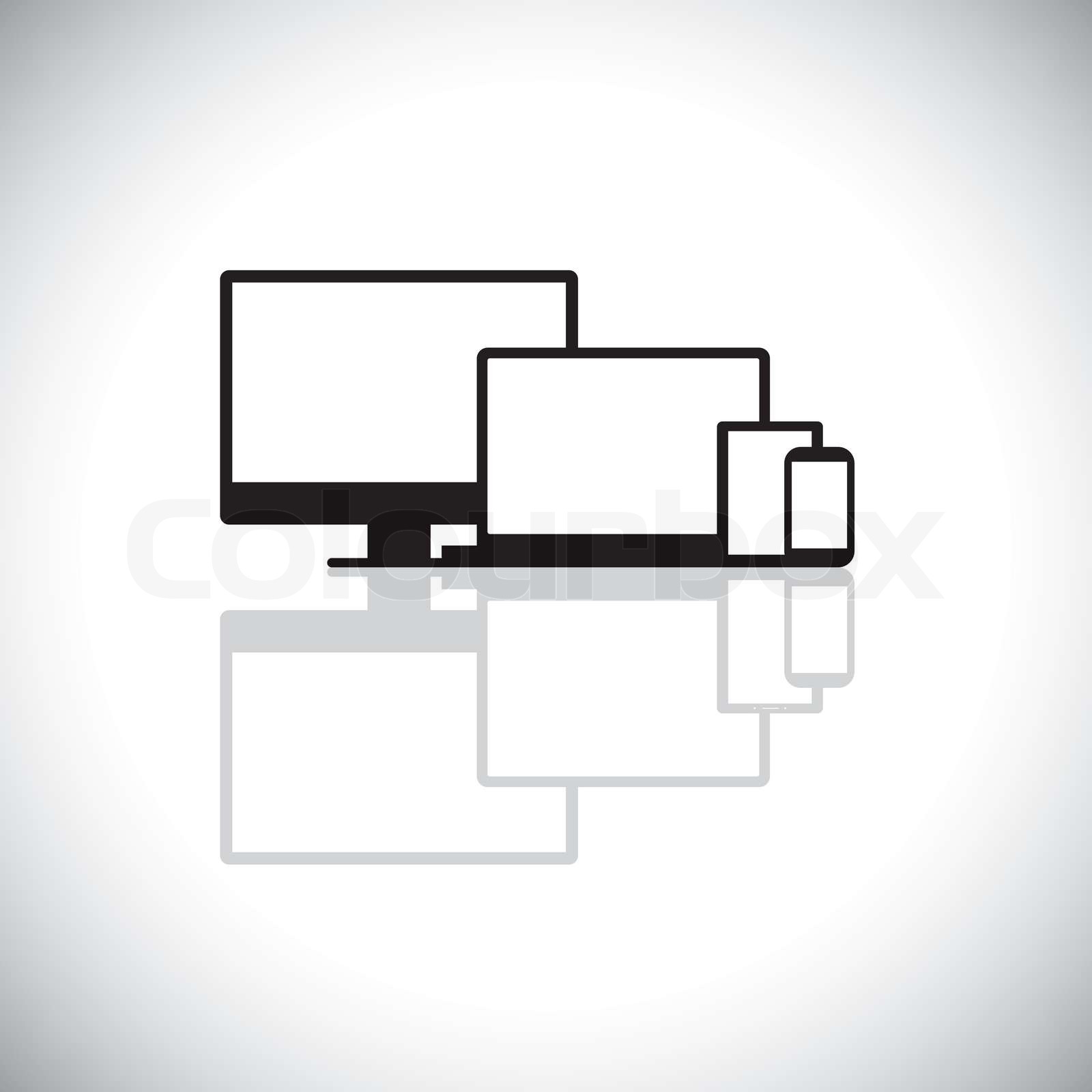 set of modern gadgets like laptop, computer, phone - vector graphic ...