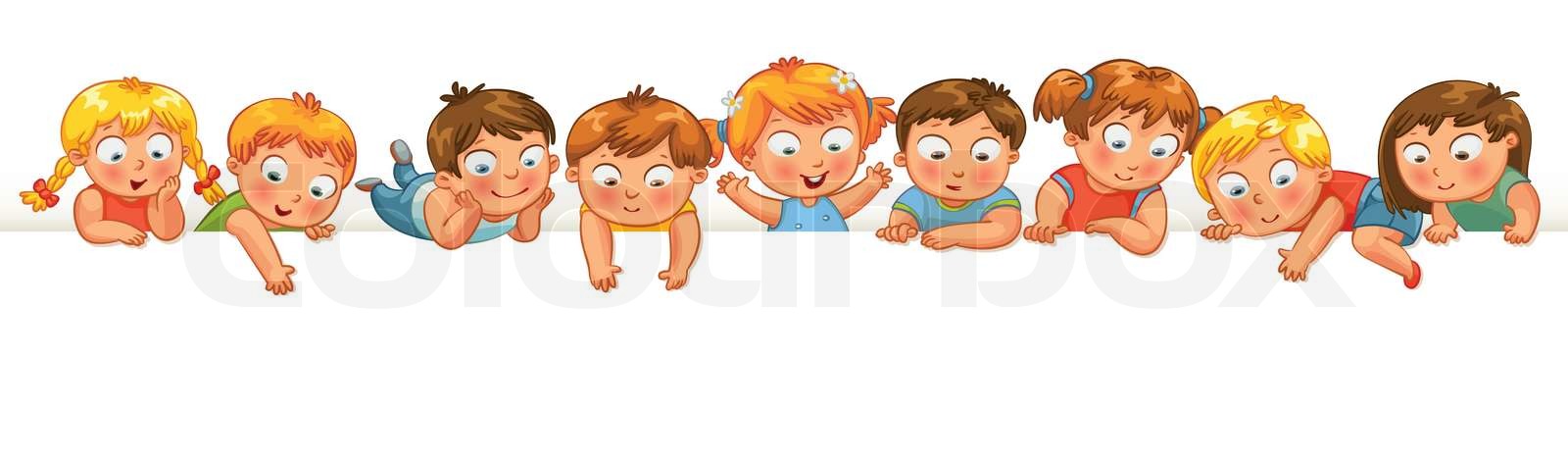 Cute little kids over a white background | Stock vector | Colourbox