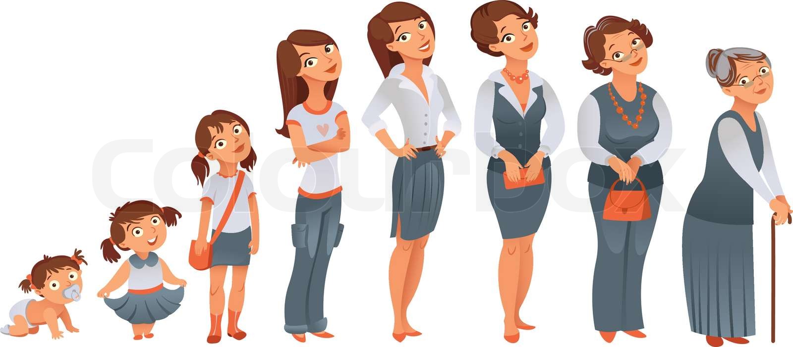 Generations woman. Stages of development | Stock vector | Colourbox