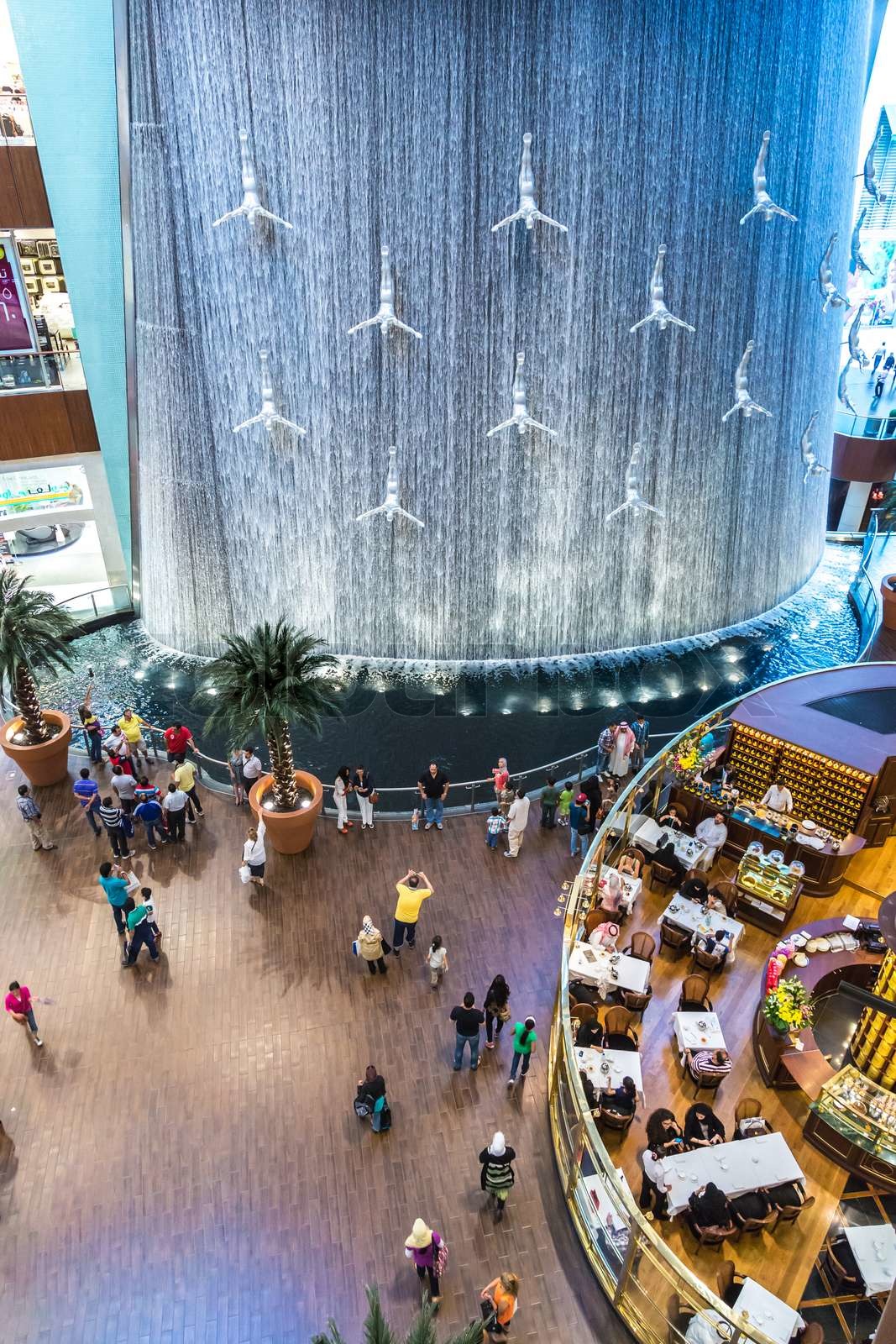 Waterfall in Dubai Mall - world's largest shopping mall | Stock image ...