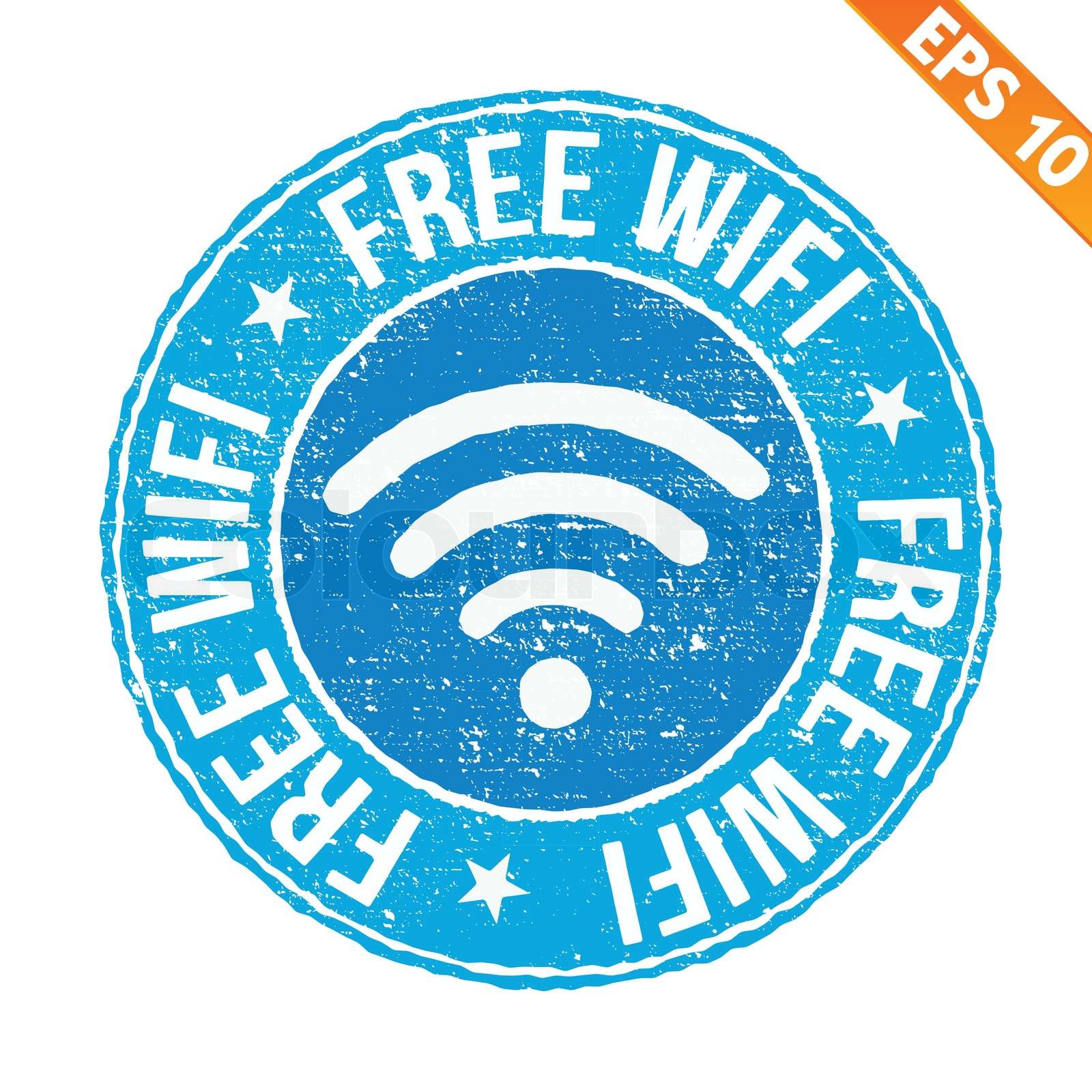 Stamp sticker Free wifi collection - Vector illustration - EPS10 ...