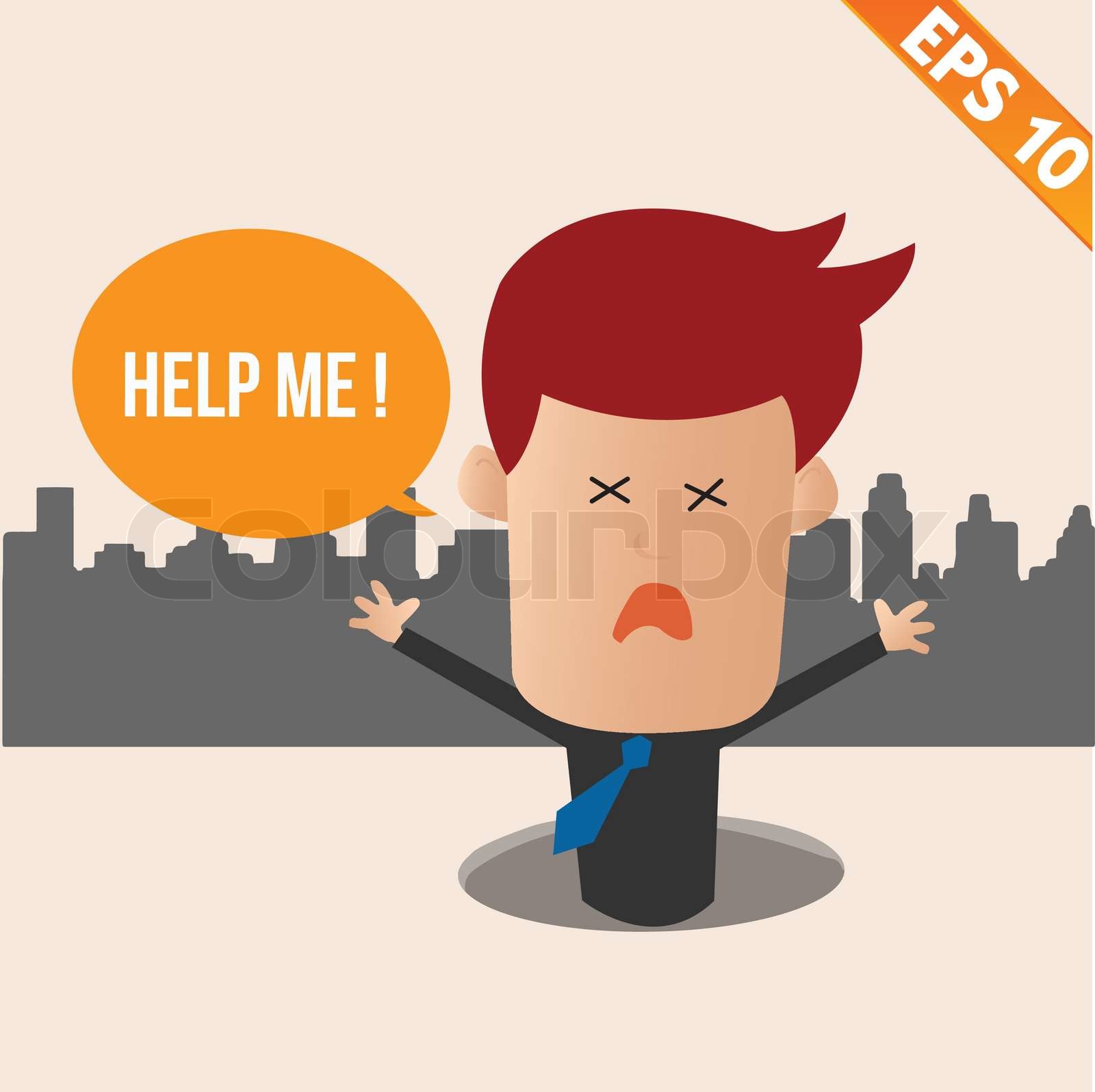 Cartoon Businessman ask for help - Vector illustration - EPS10 | Stock ...
