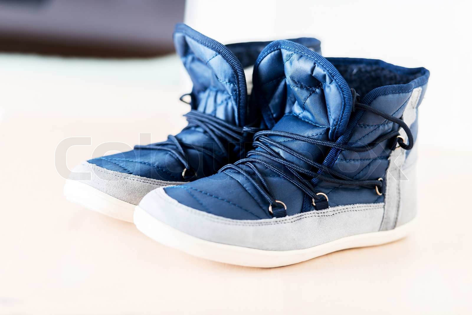 Pair of dark blue boots | Stock image | Colourbox