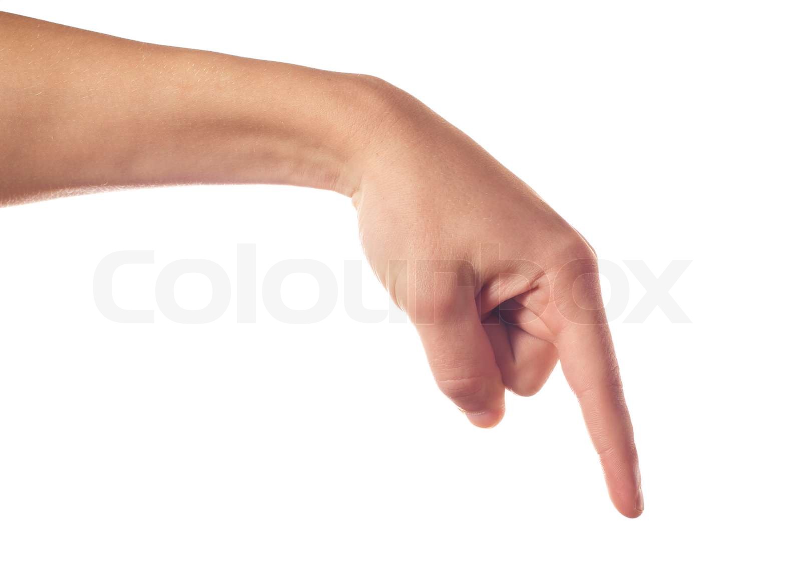 One human hand pointing down | Stock image | Colourbox