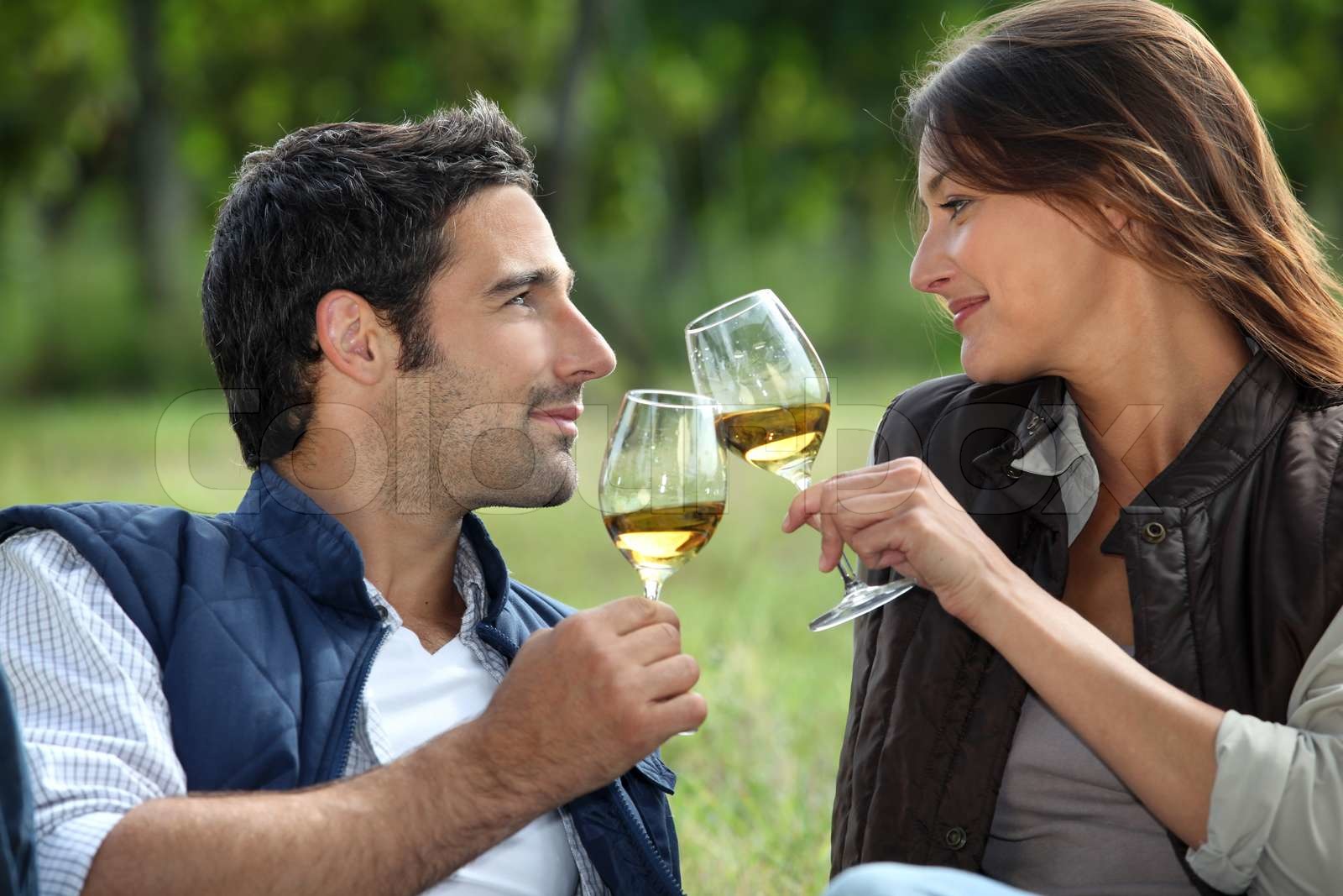 Paar Wein Trinken Stock Bild Colourbox