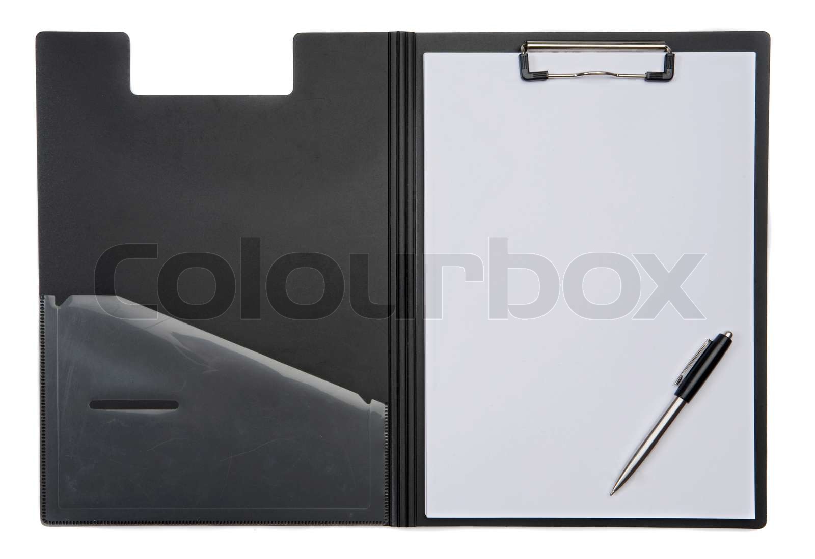 Clipboard open and pen | Stock image | Colourbox