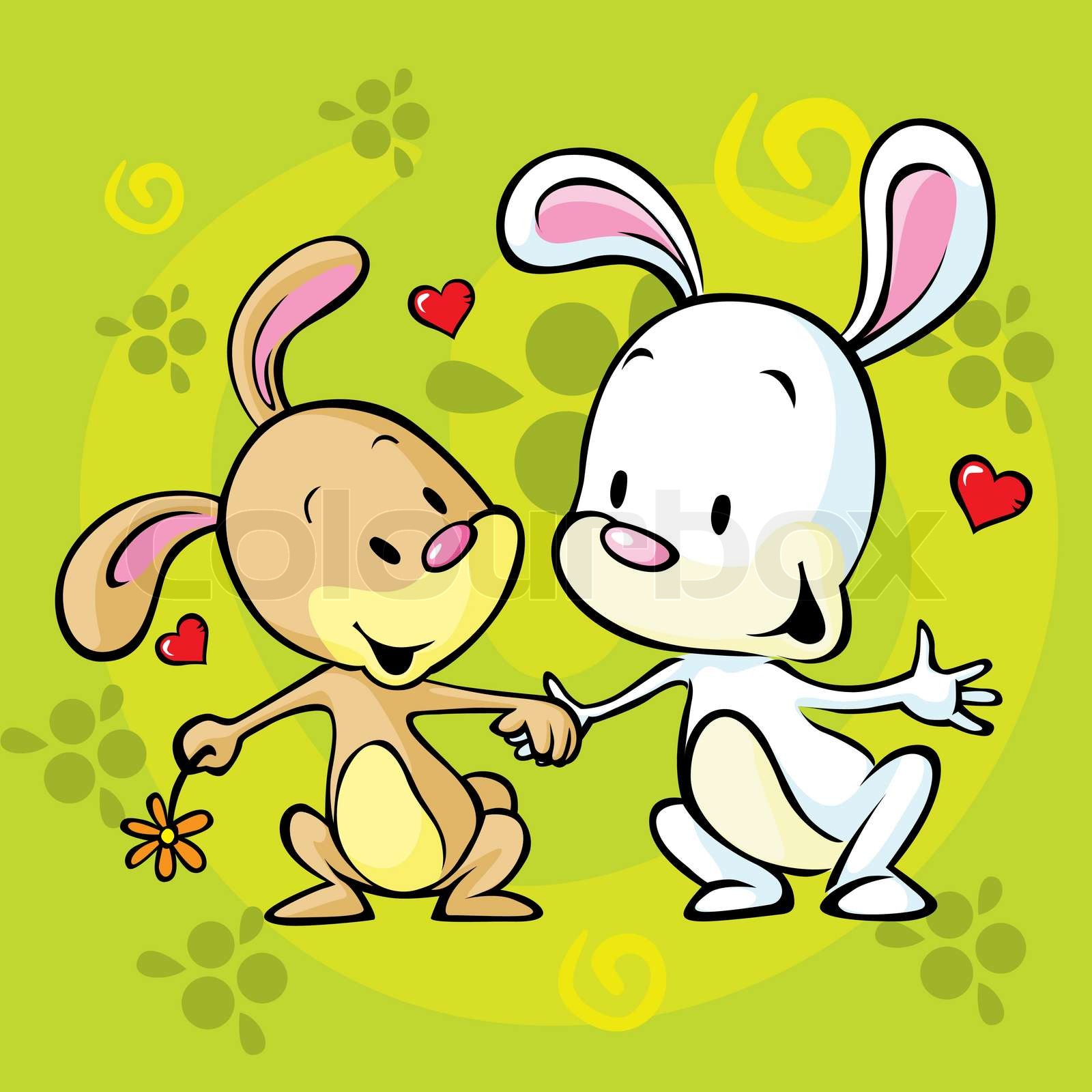 bunnies in love | Stock vector | Colourbox