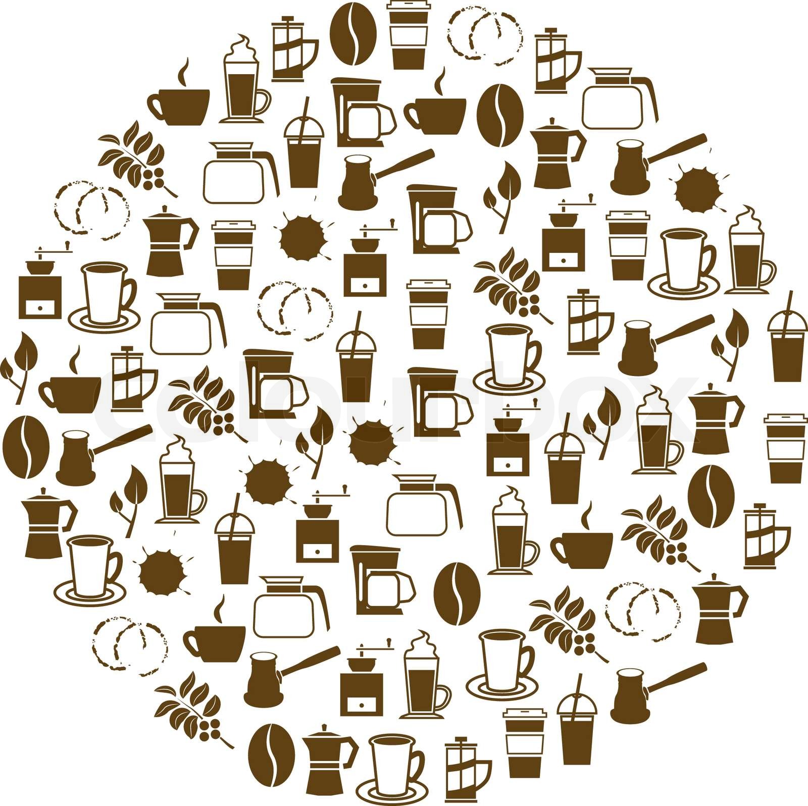 coffee icons in circle | Stock vector | Colourbox