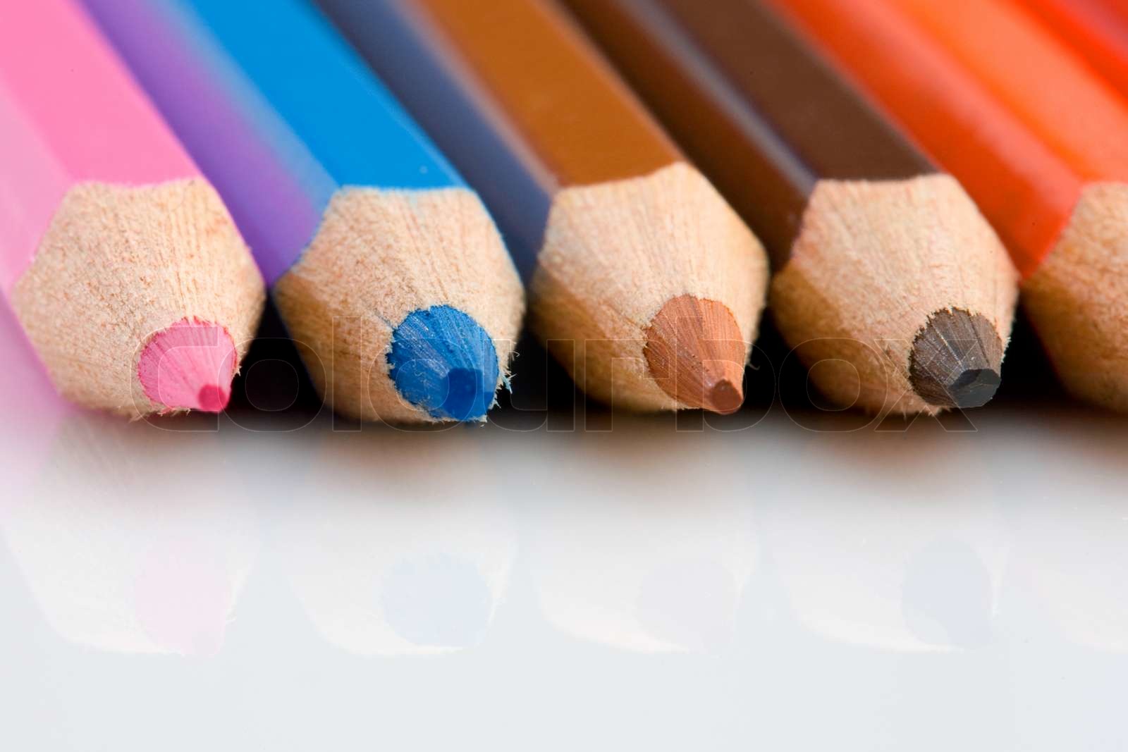 Pencils of many colors aligned | Stock image | Colourbox