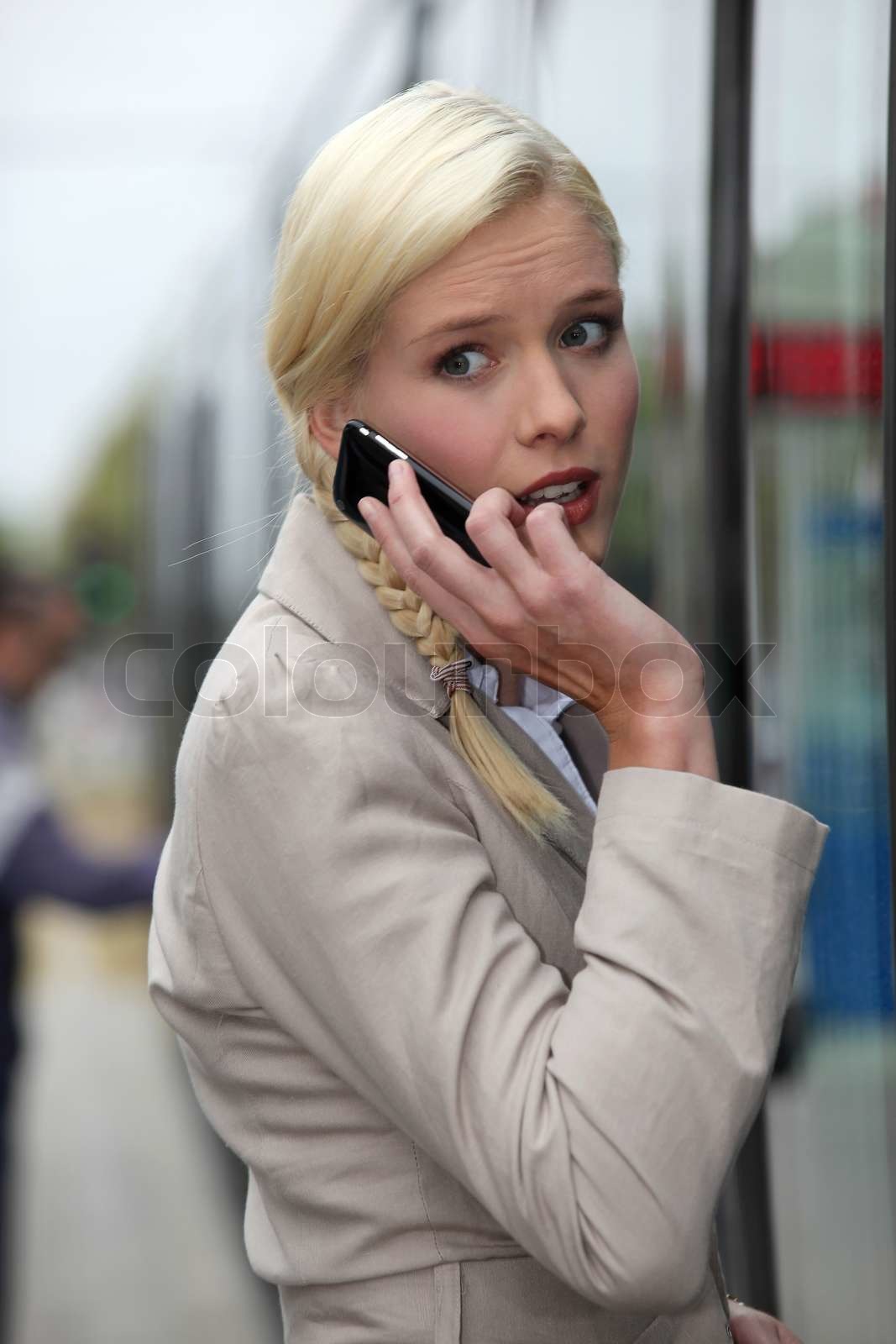 Woman with anxious facial expression | Stock image | Colourbox