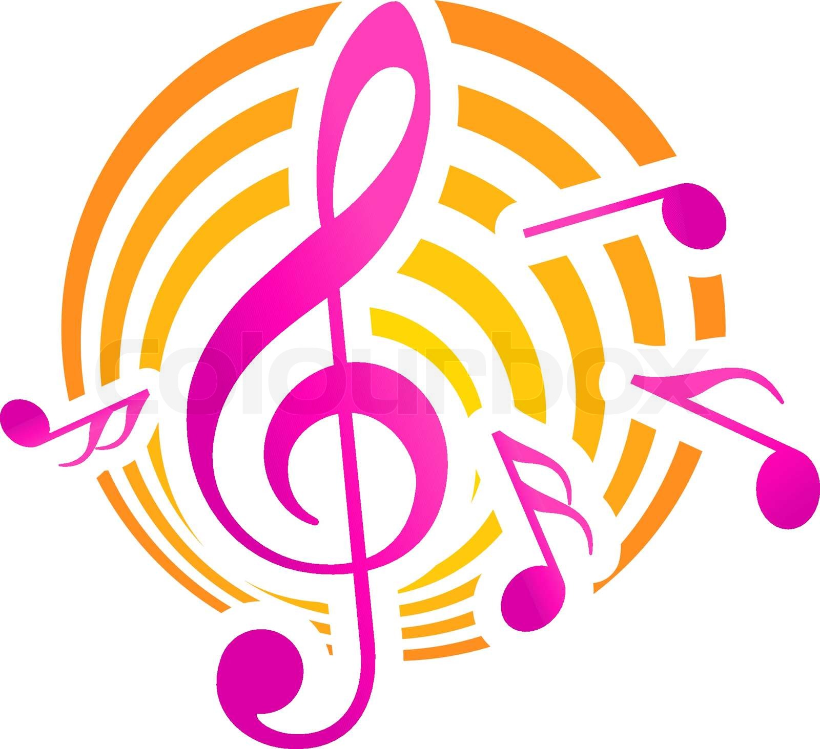 Music themed motif in yellow and pink | Stock vector | Colourbox