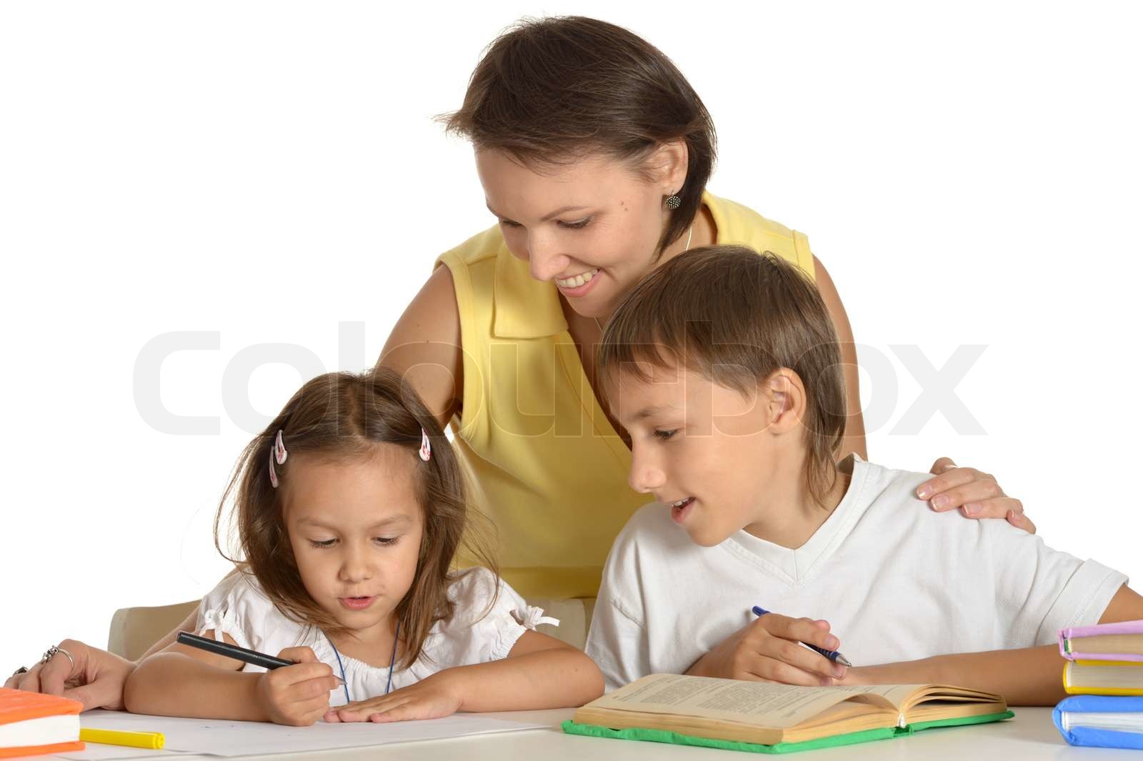 Mother helping her kids | Stock image | Colourbox