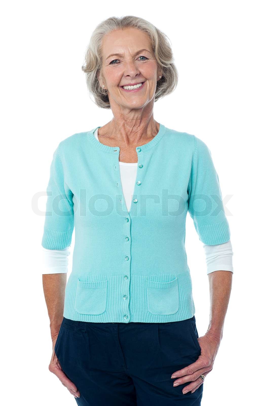 alte Dame posiert lässig, in voller Länge Portrait. | Stock Bild ...