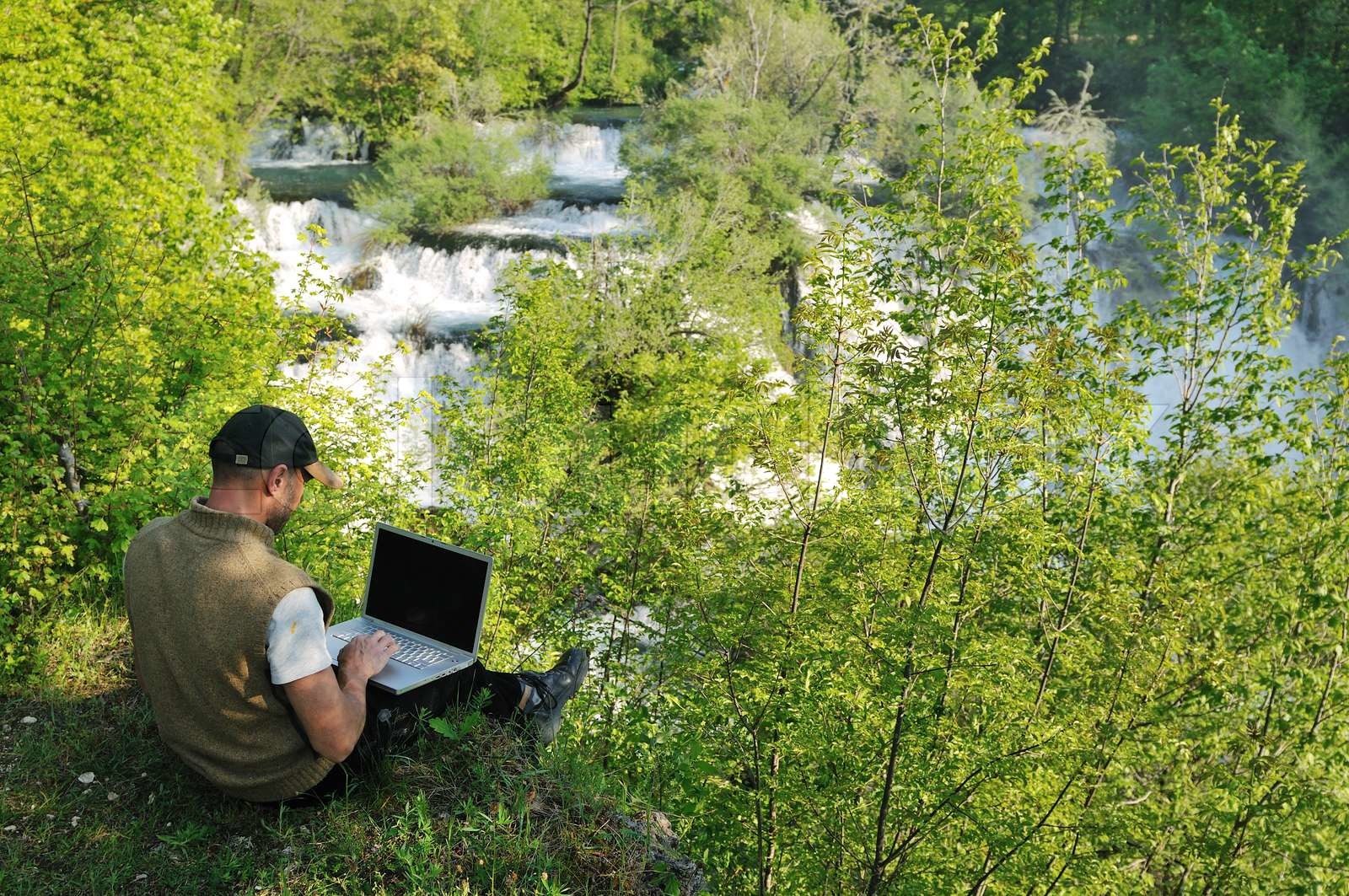 man outdoor laptop | Stock image | Colourbox