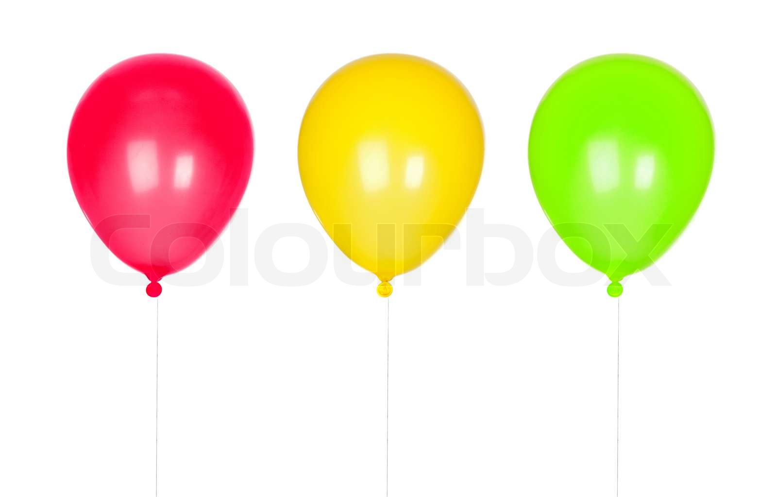 drei bunten Luftballons aufgeblasen | Stock Bild | Colourbox
