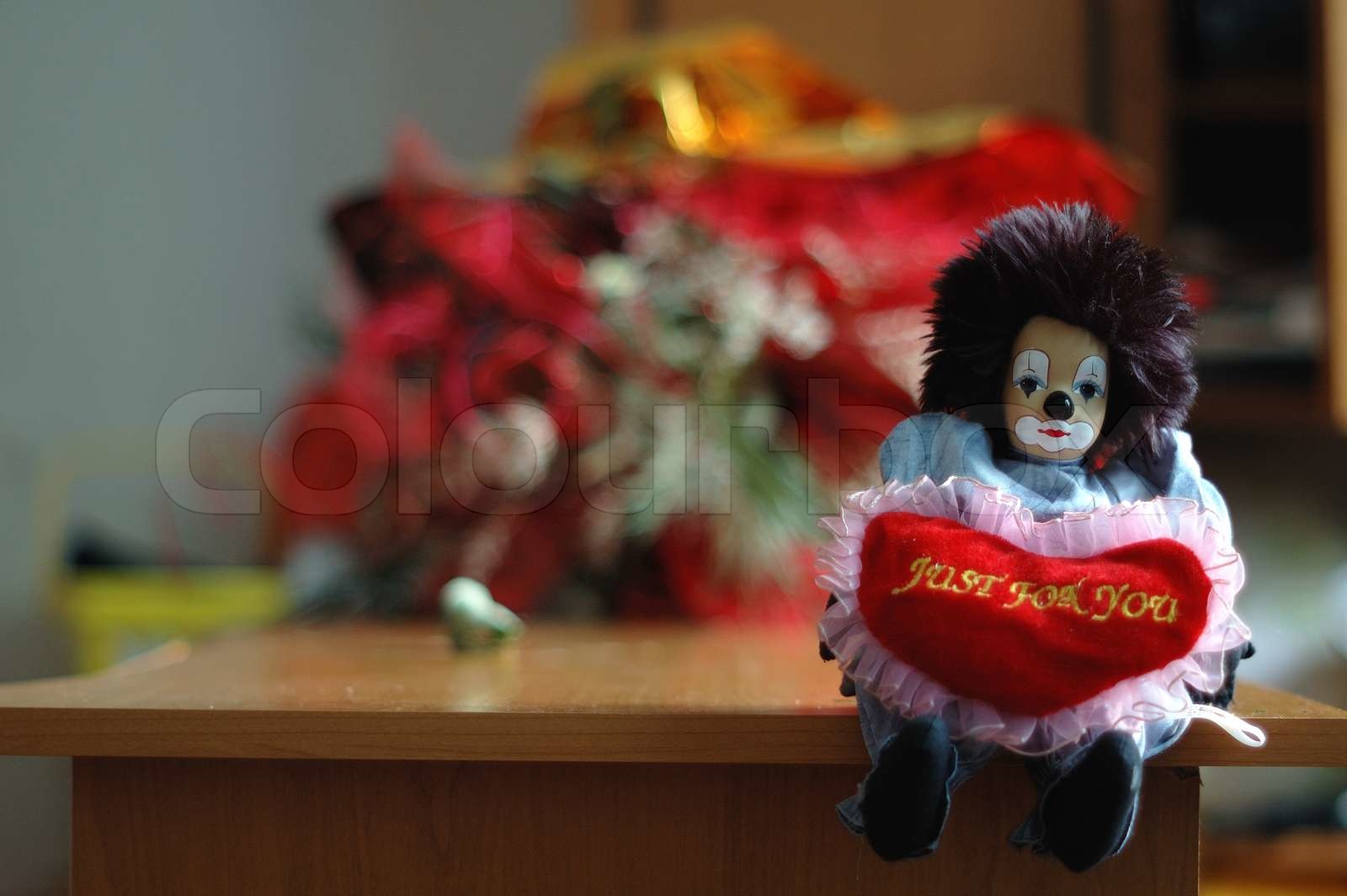 Love You - Clown Doll and Heart | Stock image | Colourbox