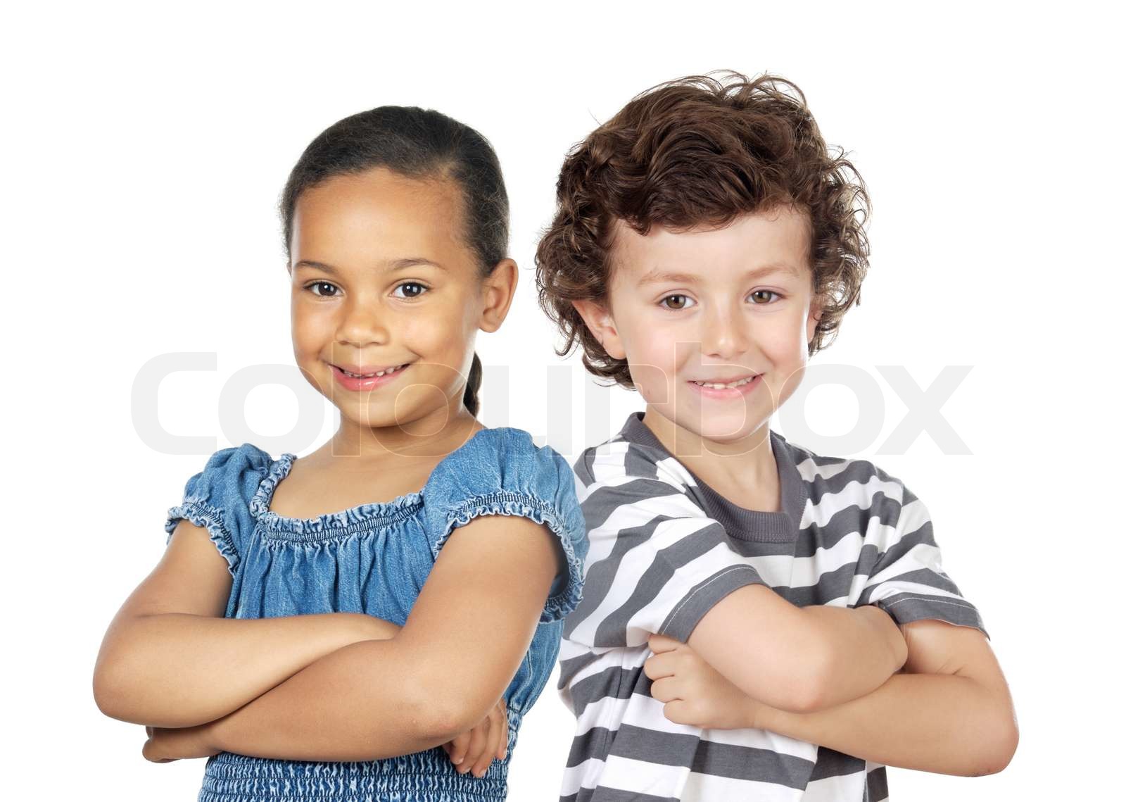 Two children of different races | Stock image | Colourbox