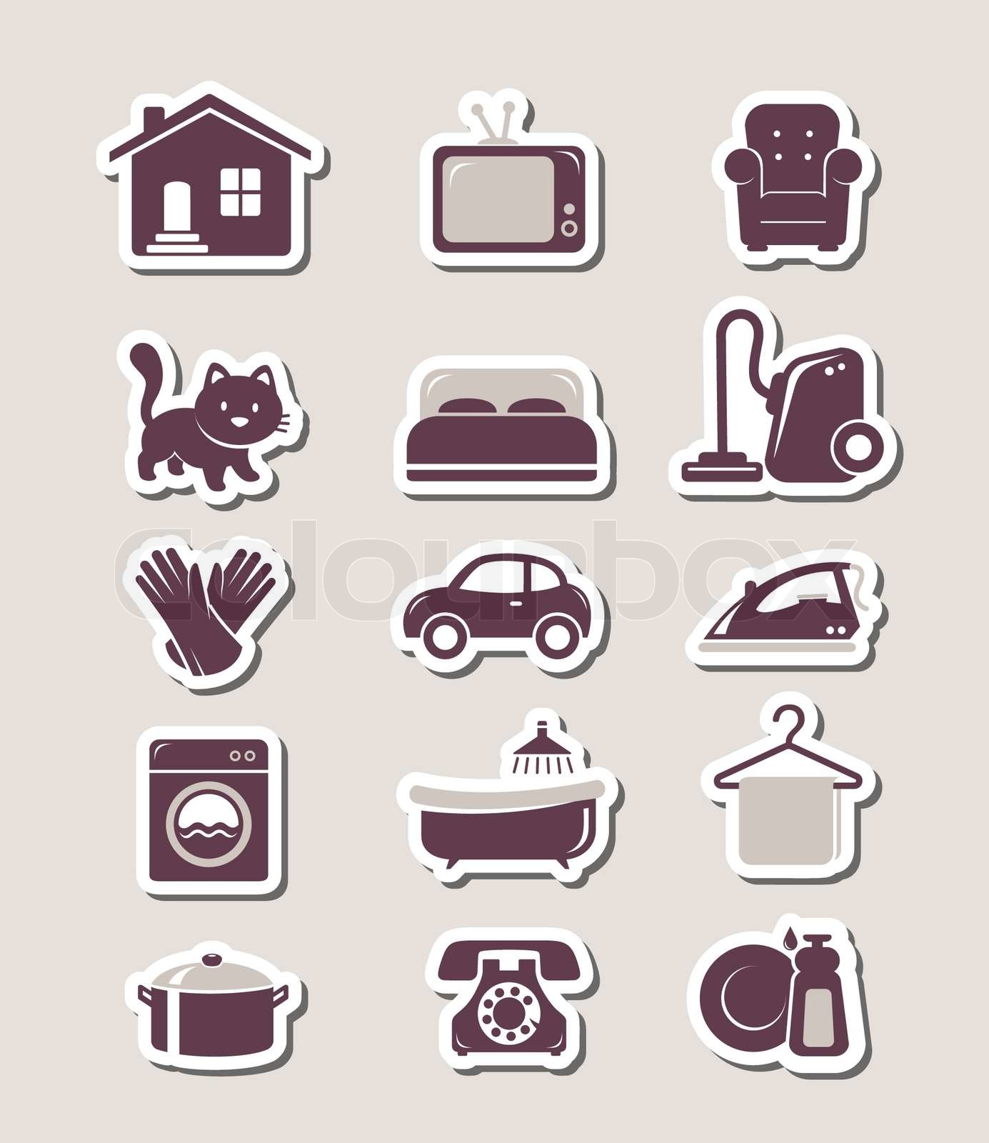 Haushalt Scherenschnitt Symbole | Stock-Vektor | Colourbox
