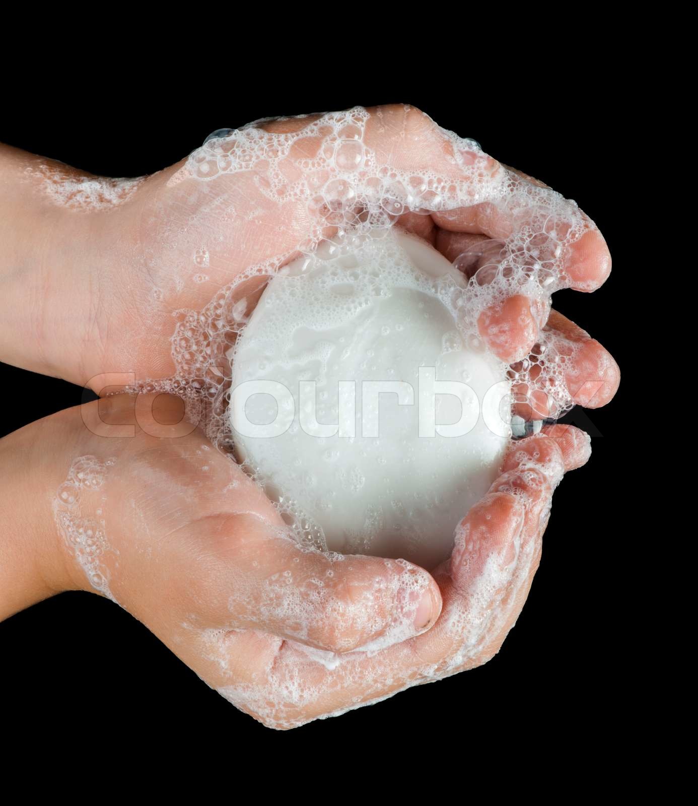 Lathered hands and soap | Stock image | Colourbox