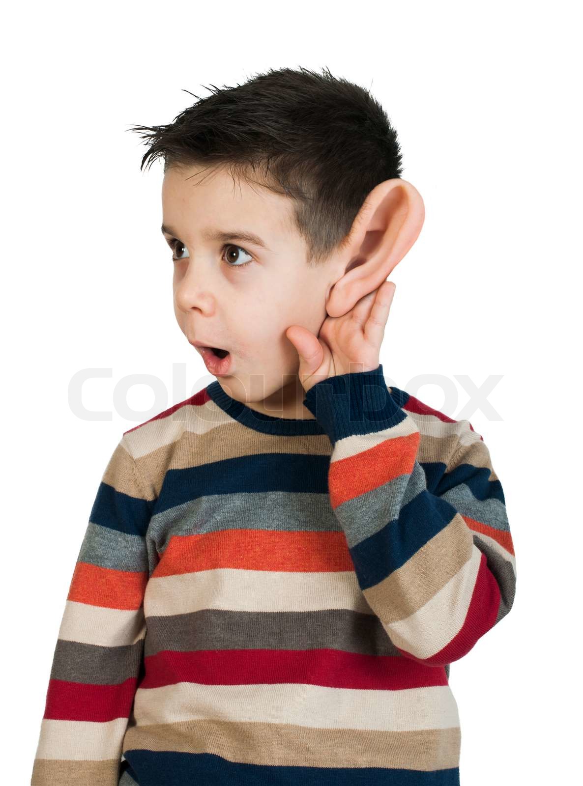 Child listening with ear | Stock image | Colourbox