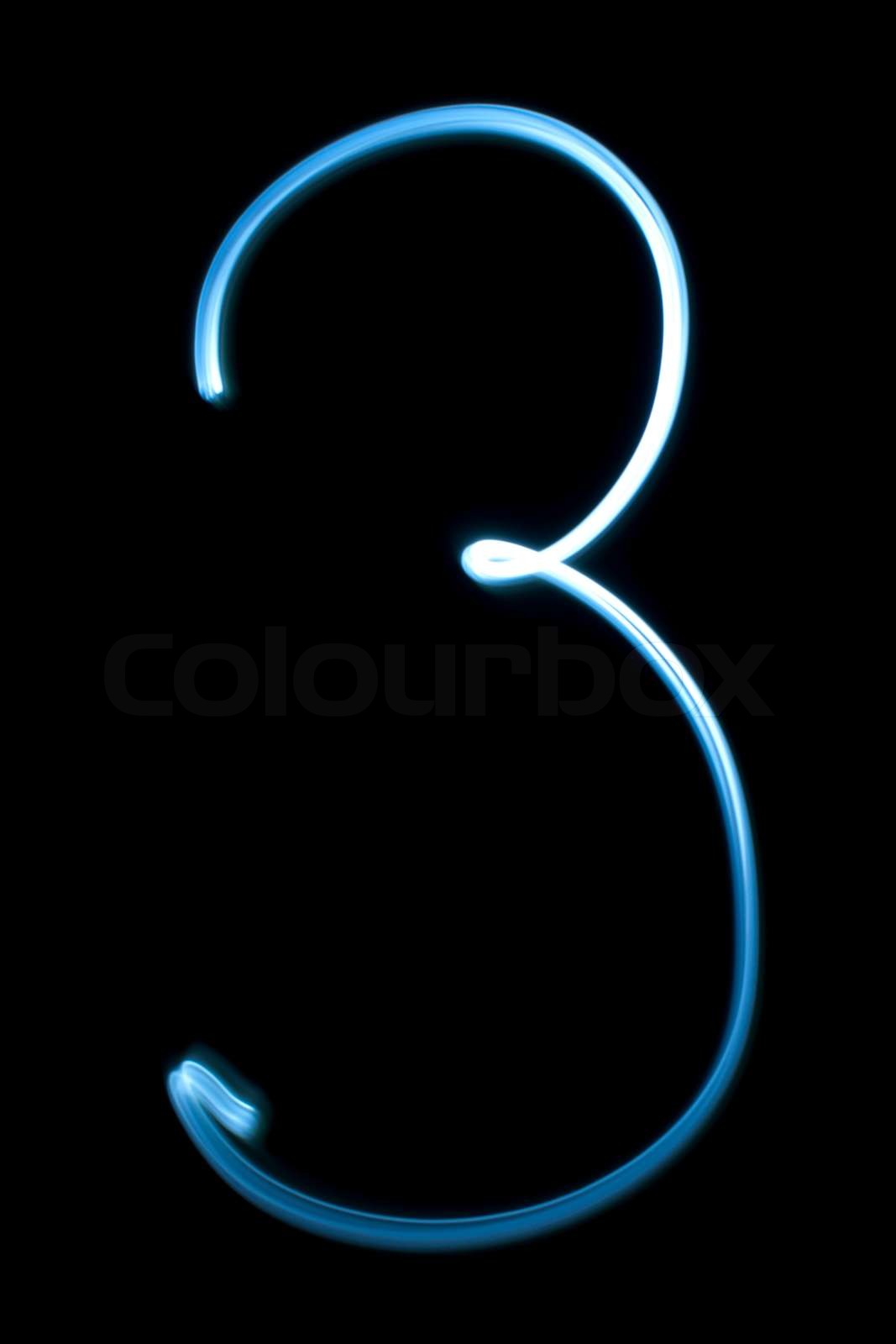 Number three digit from neon light | Stock image | Colourbox