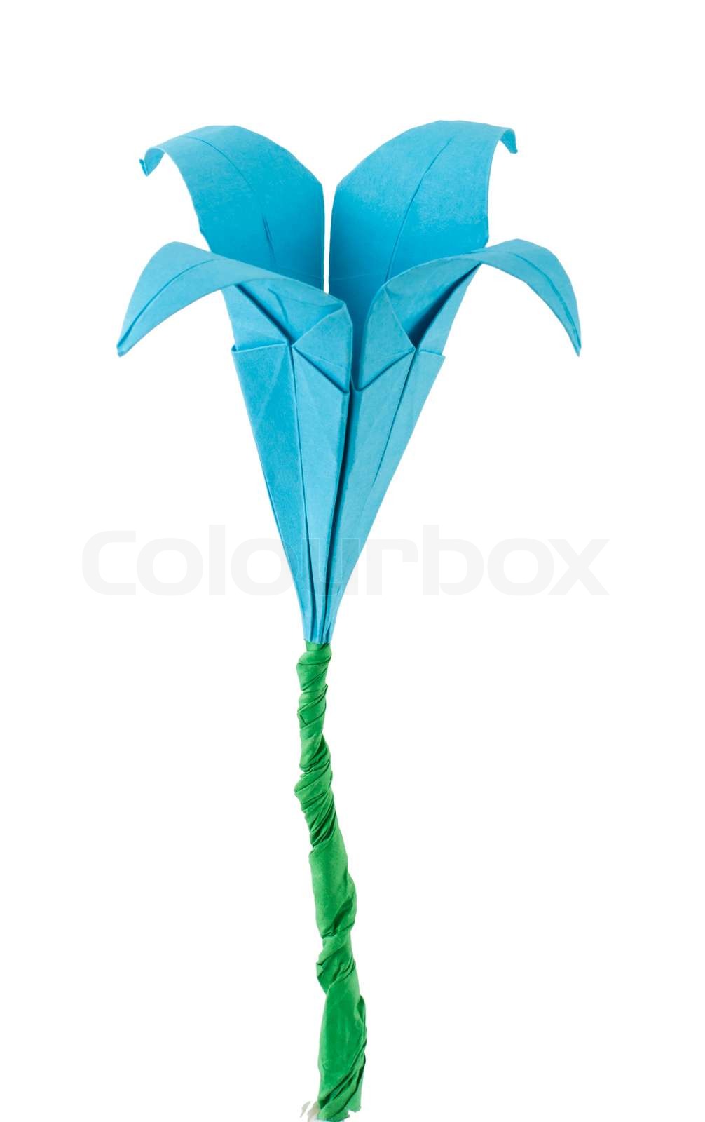 Origami blue flower white isolated. | Stock image | Colourbox