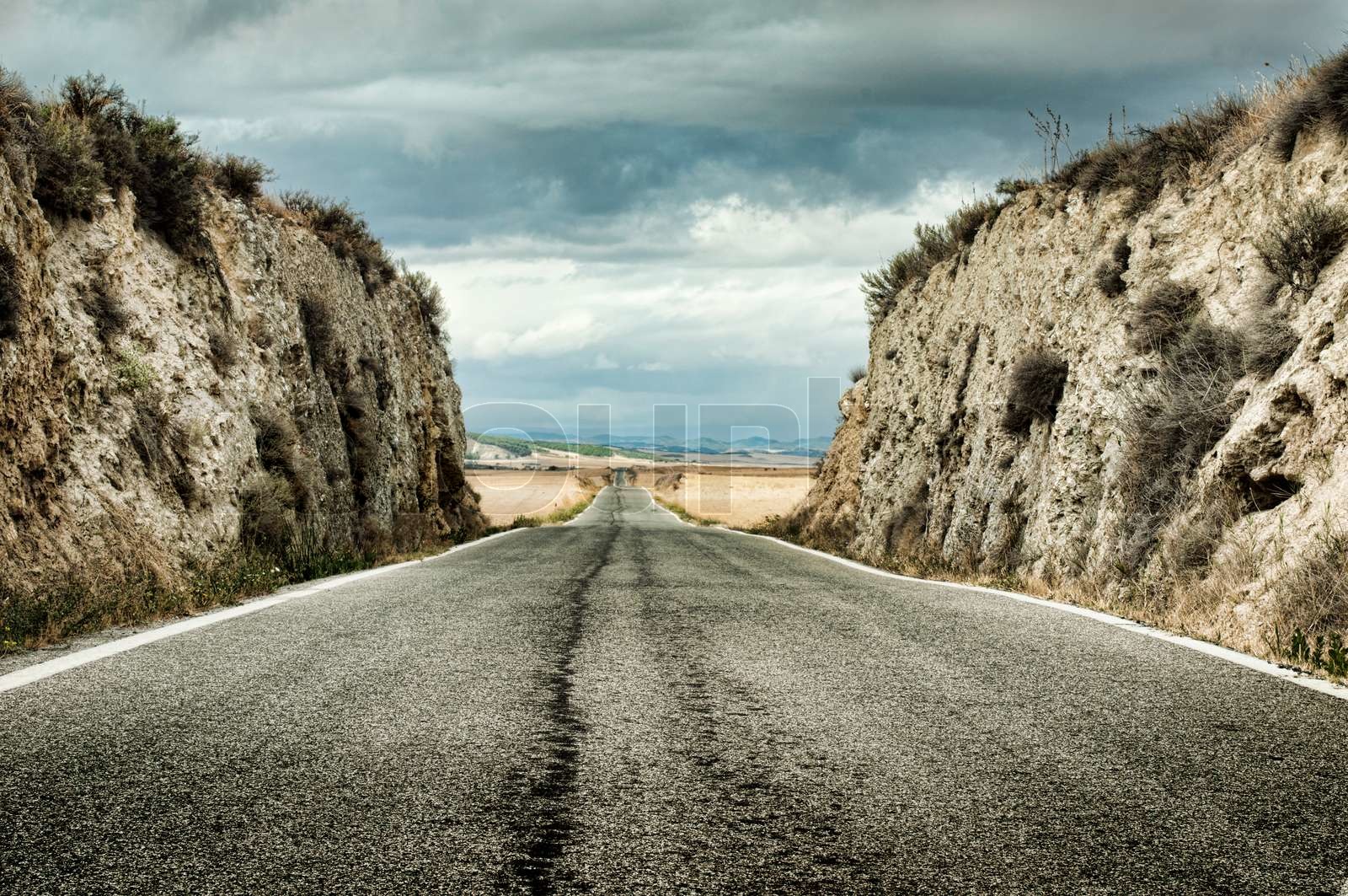 Old dramatic asphalt road | Stock image | Colourbox