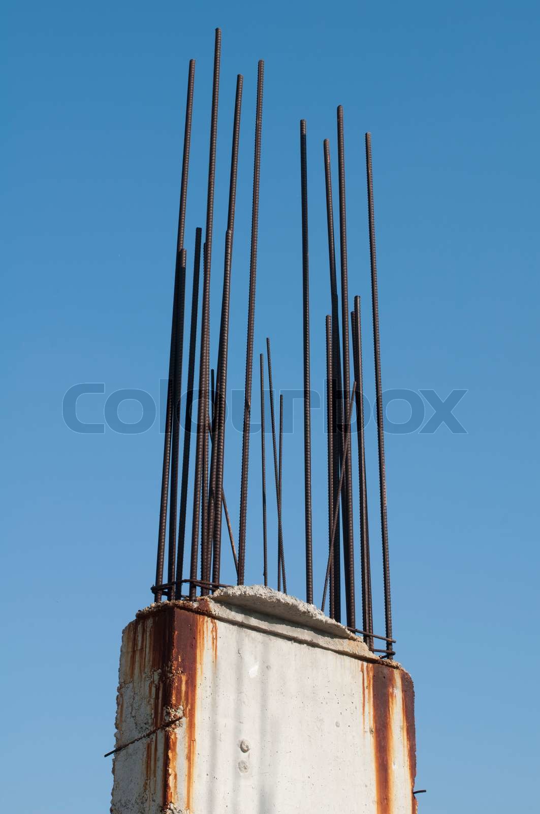 Old reinforcing steel protruding from the concrete | Stock image ...