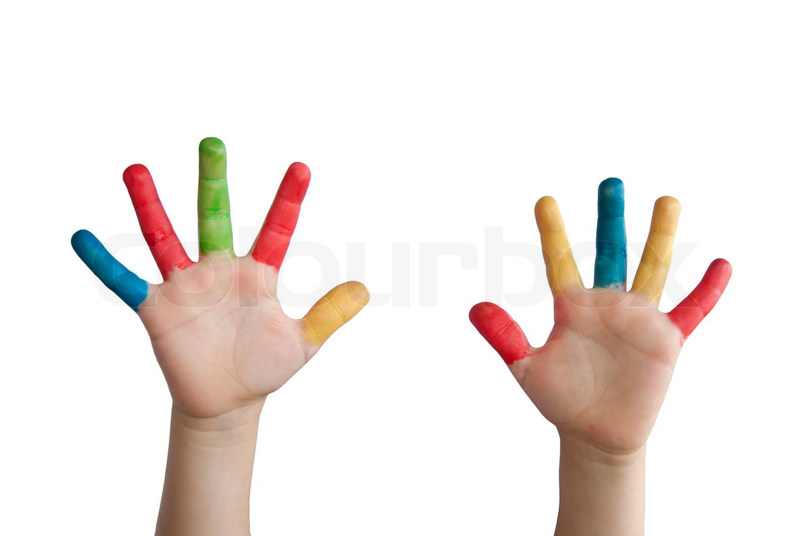 Children colored hands. | Stock image | Colourbox