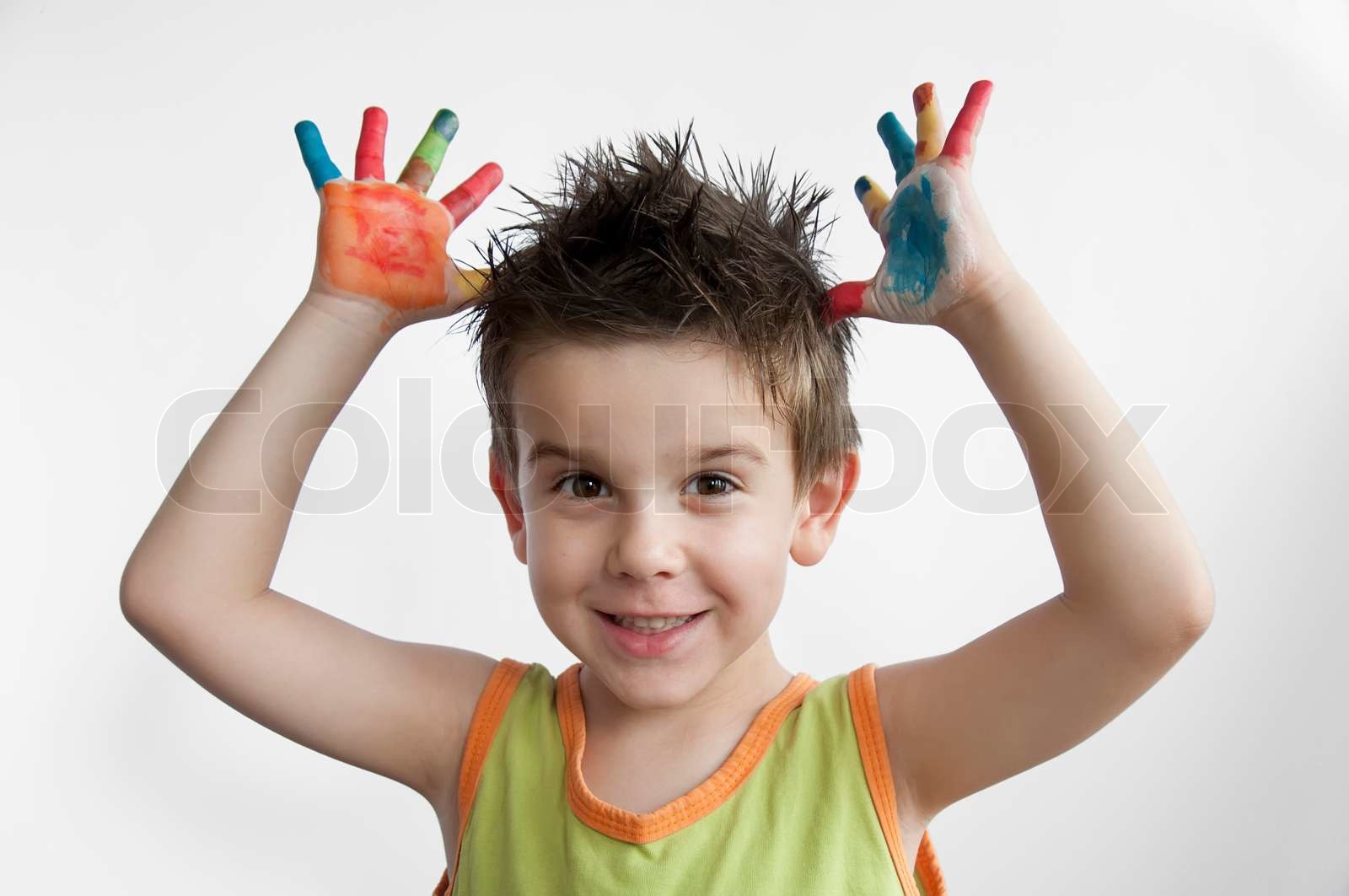 Children colored hands. Little boy hands. | Stock image | Colourbox
