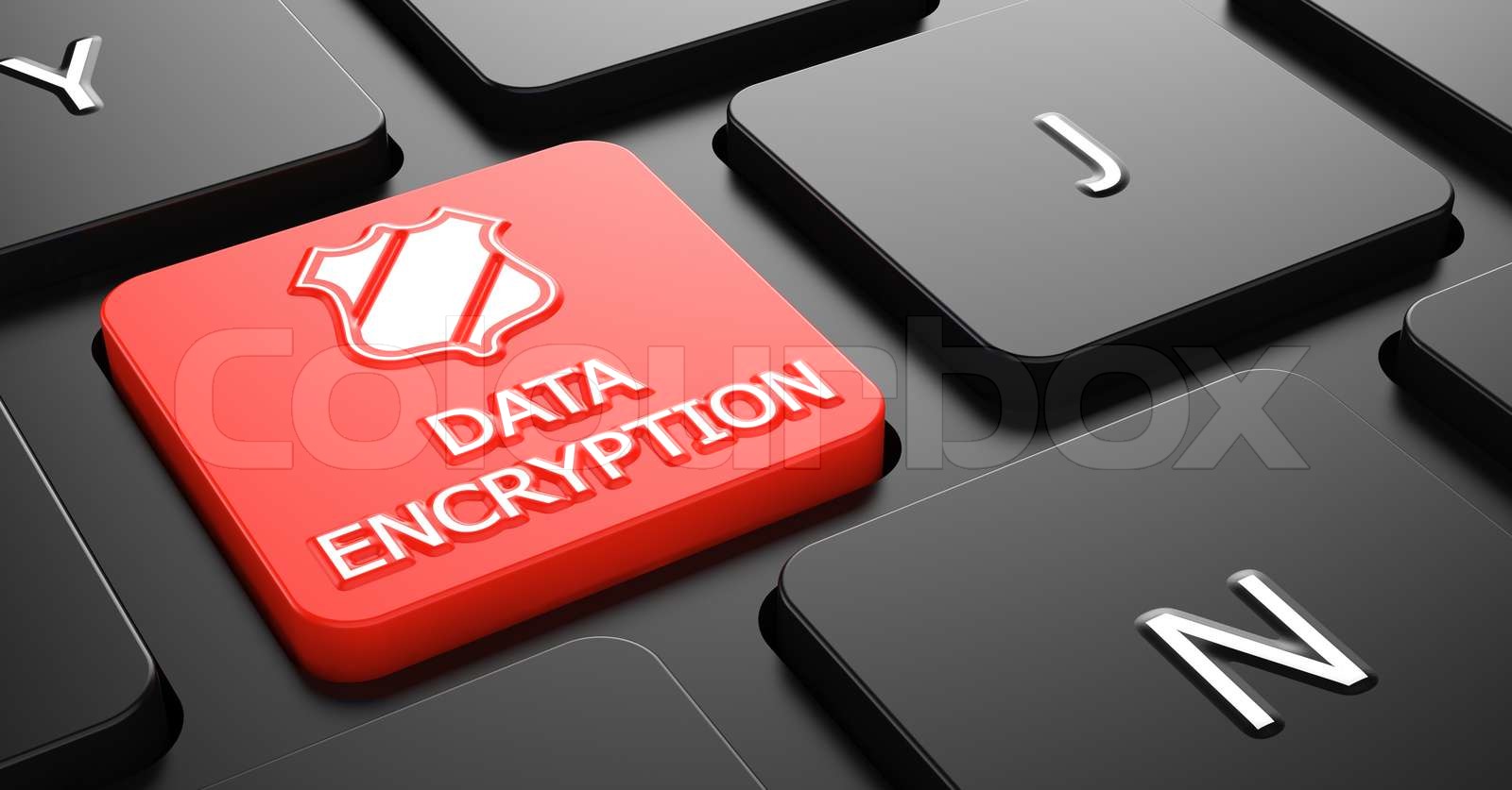 Data Encryption On Red Keyboard Button Stock Image Colourbox