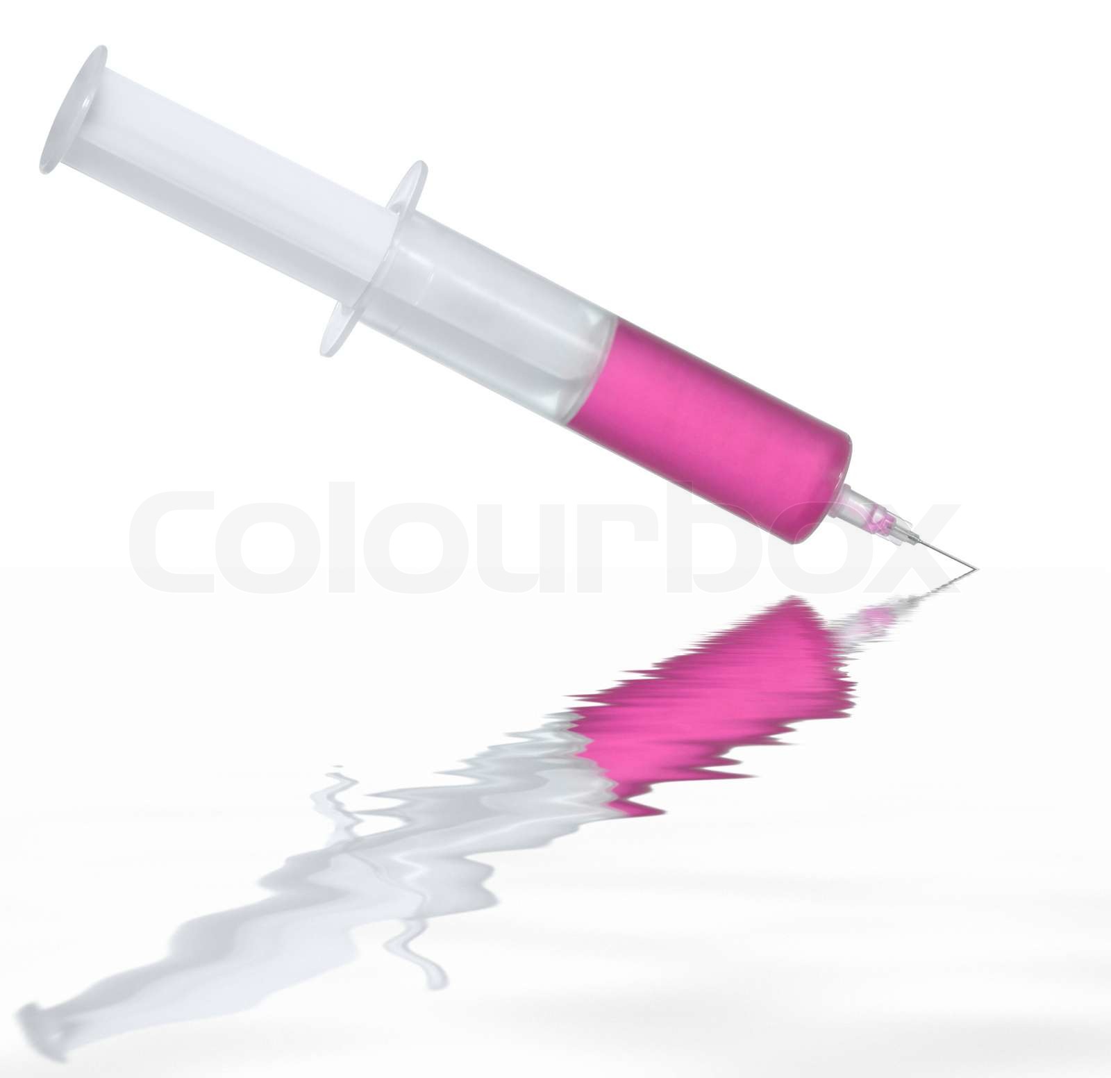 syringe filled with pink fluid | Stock image | Colourbox