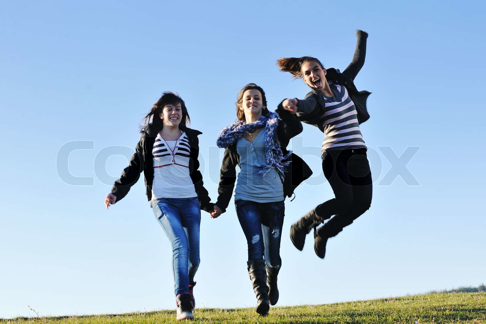 group of teens have fun outdoor | Stock image | Colourbox