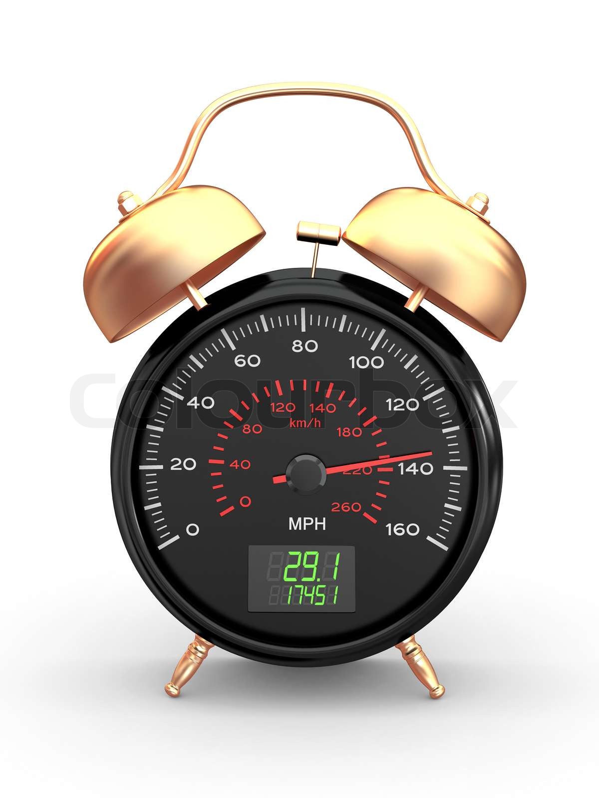 Speeding. Speedometer as alarm clock face | Stock image | Colourbox