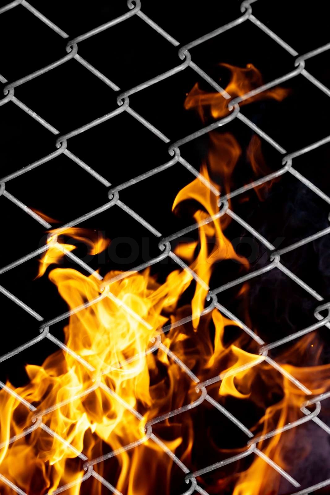 fire in a metal grid | Stock image | Colourbox