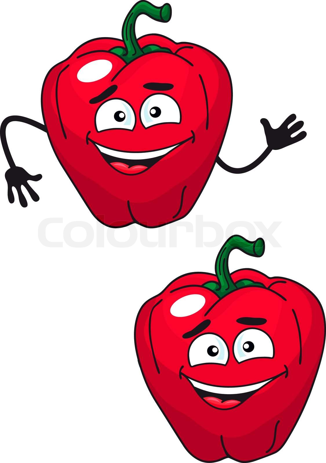 Two happy smiling red bell peppers | Stock vector | Colourbox
