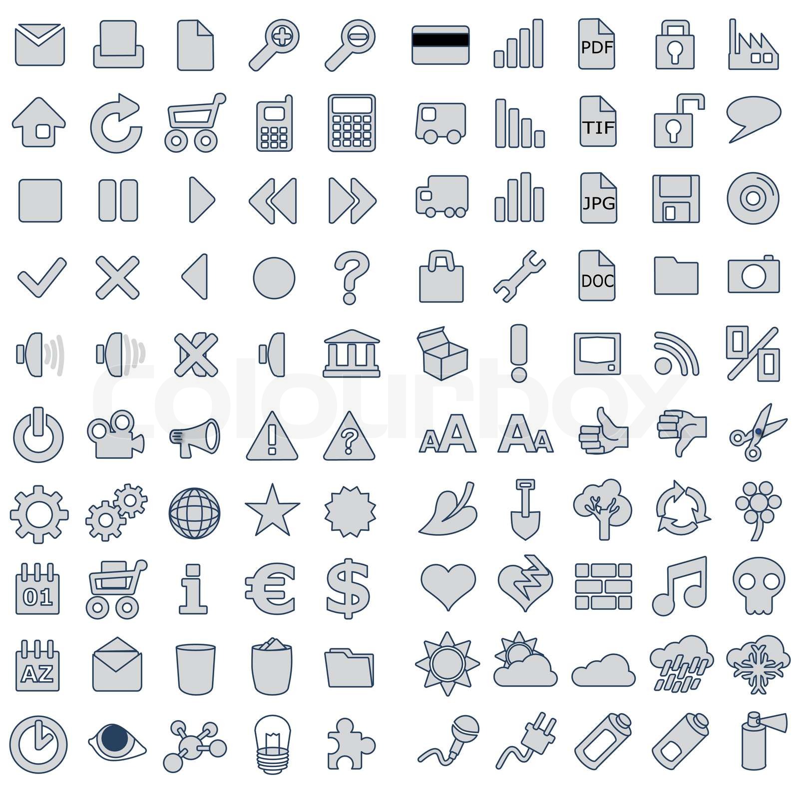 100 Web Icons grau | Stock-Vektor | Colourbox